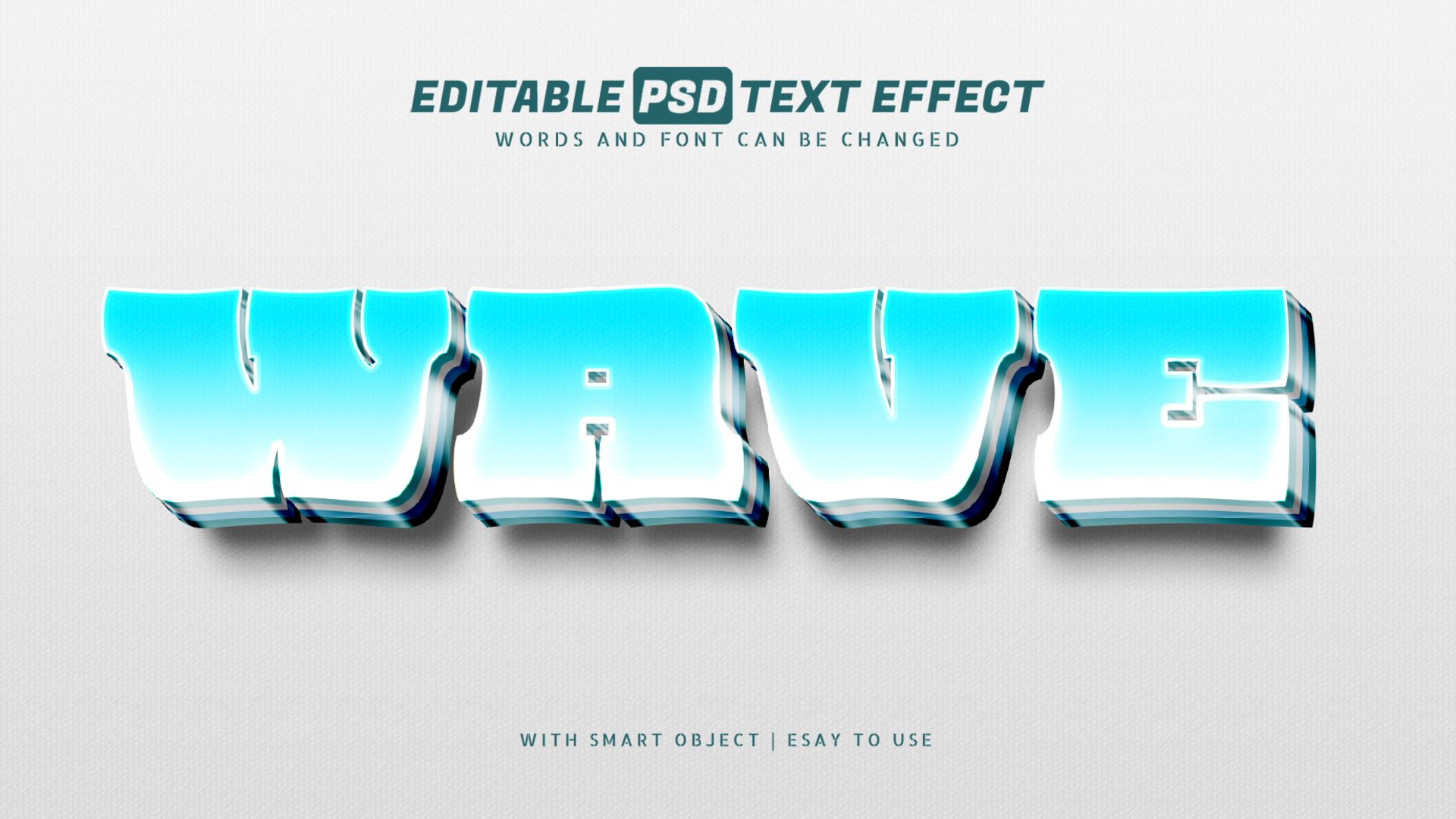 Wave 3d blue style text effect editable 28253270 PSD