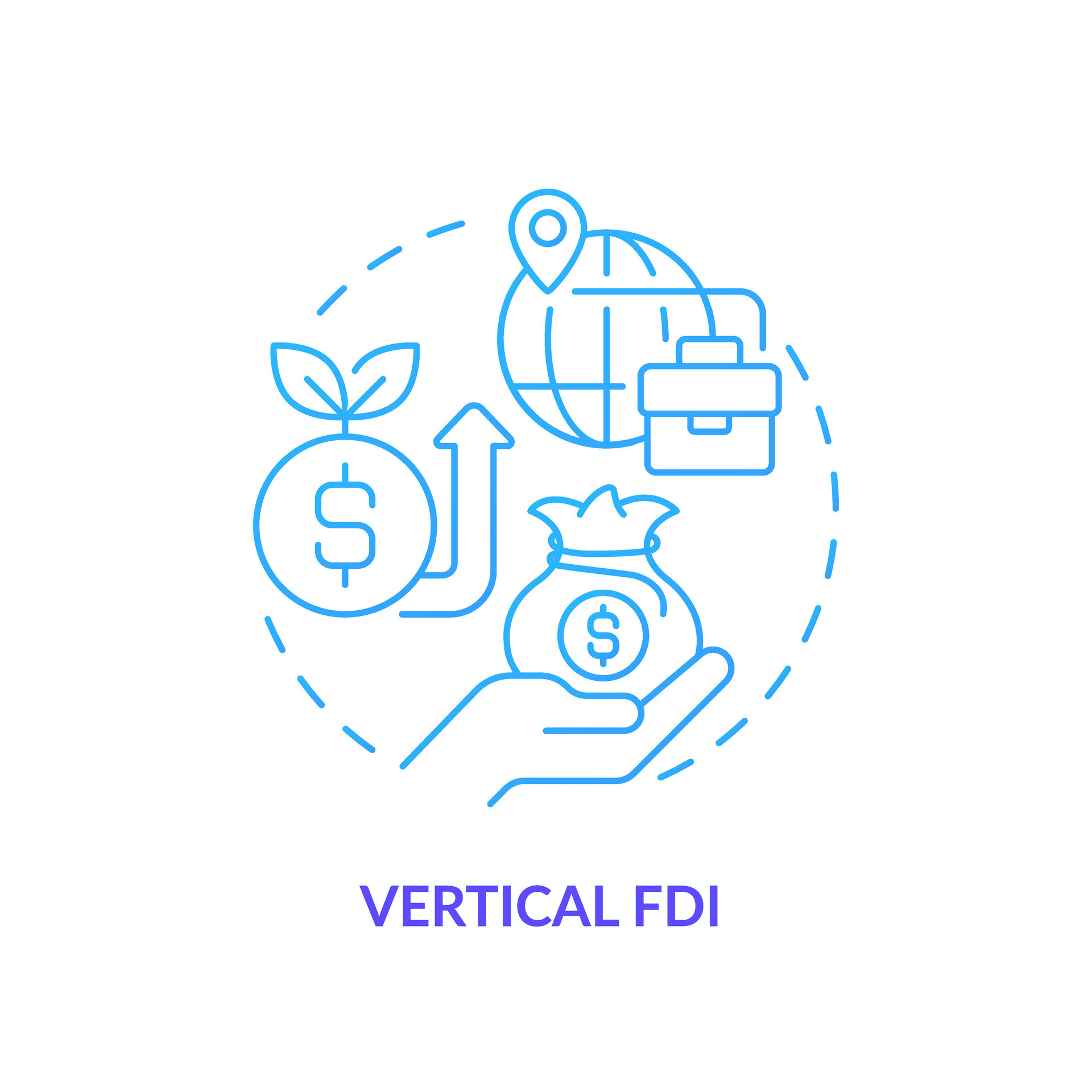 2D gradient vertical FDI icon, isolated vector, foreign direct ... 2D gradient vertical FDI icon, isolated vector, foreign direct ...