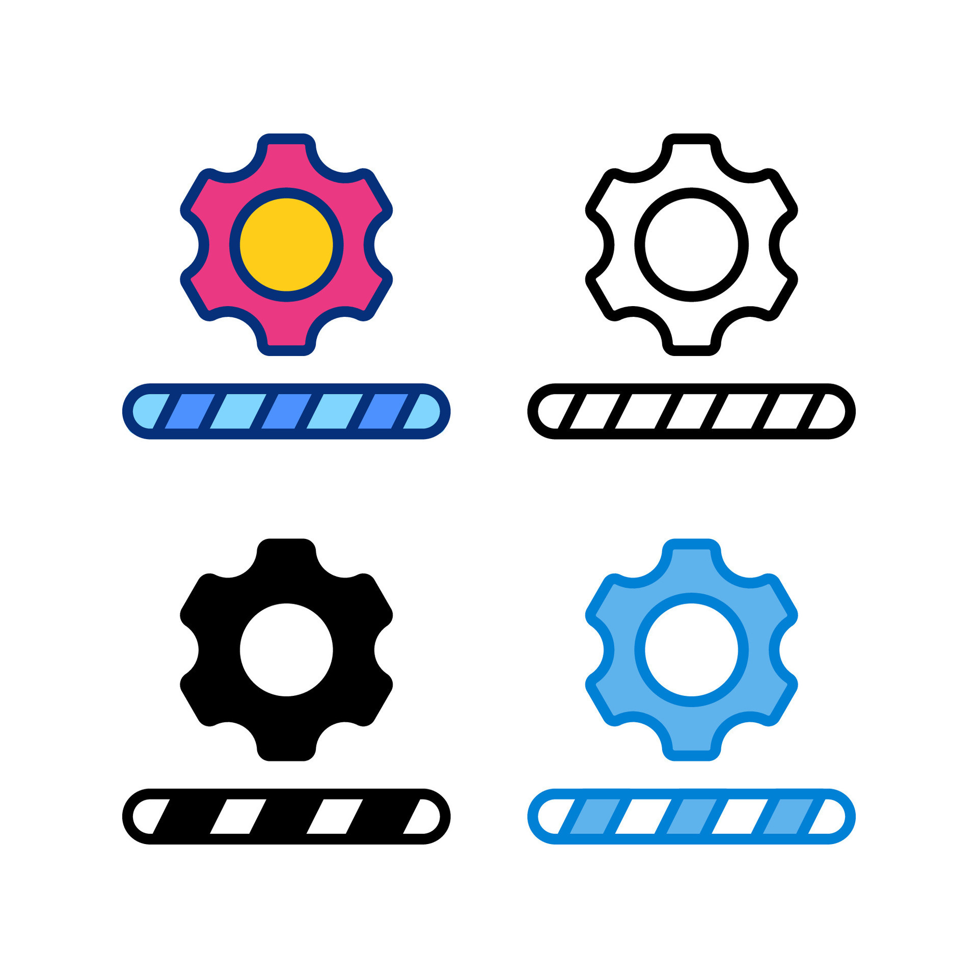 work process icon in 4 style flat, line, glyph and duotone 28265720 ...