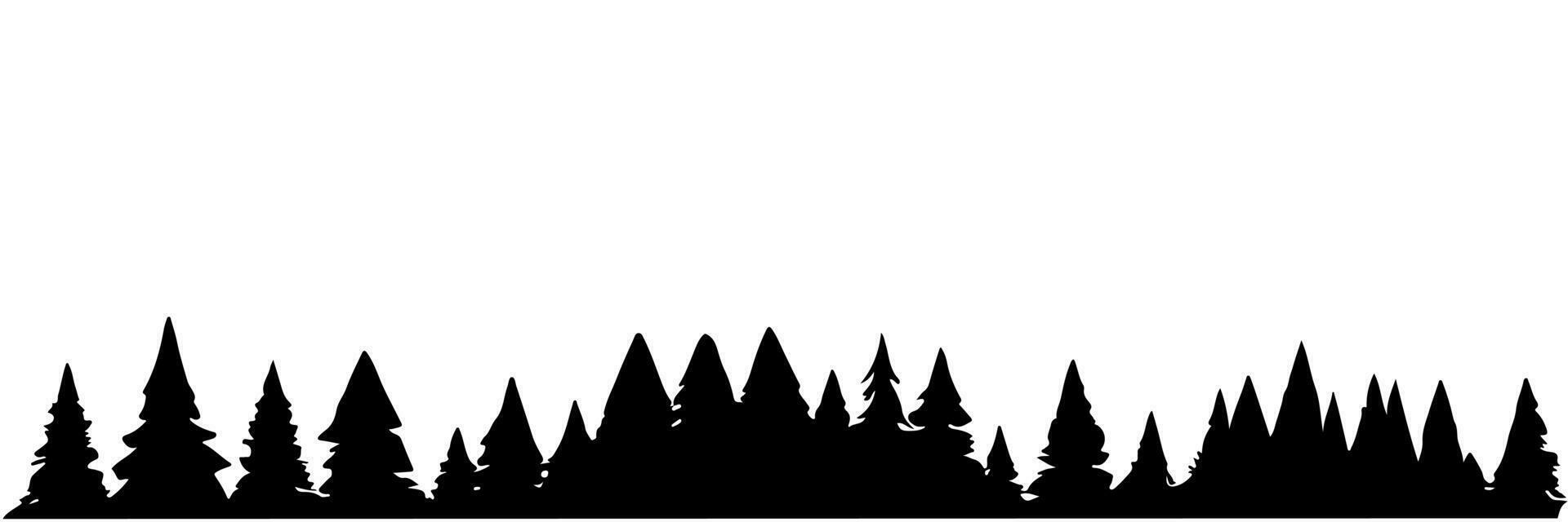 Silhouette of pine trees line. Fir trees in row silhouette. Vector ...