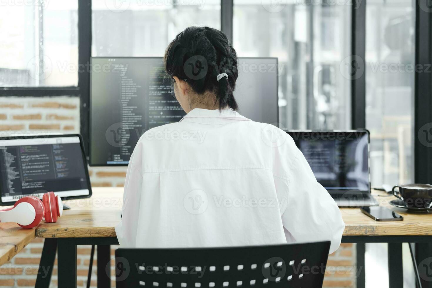 IT Programmer Starts Working on Desktop Computer. 28269806 Stock Photo ... IT Programmer Starts Working on Desktop Computer. 28269806 Stock Photo ...