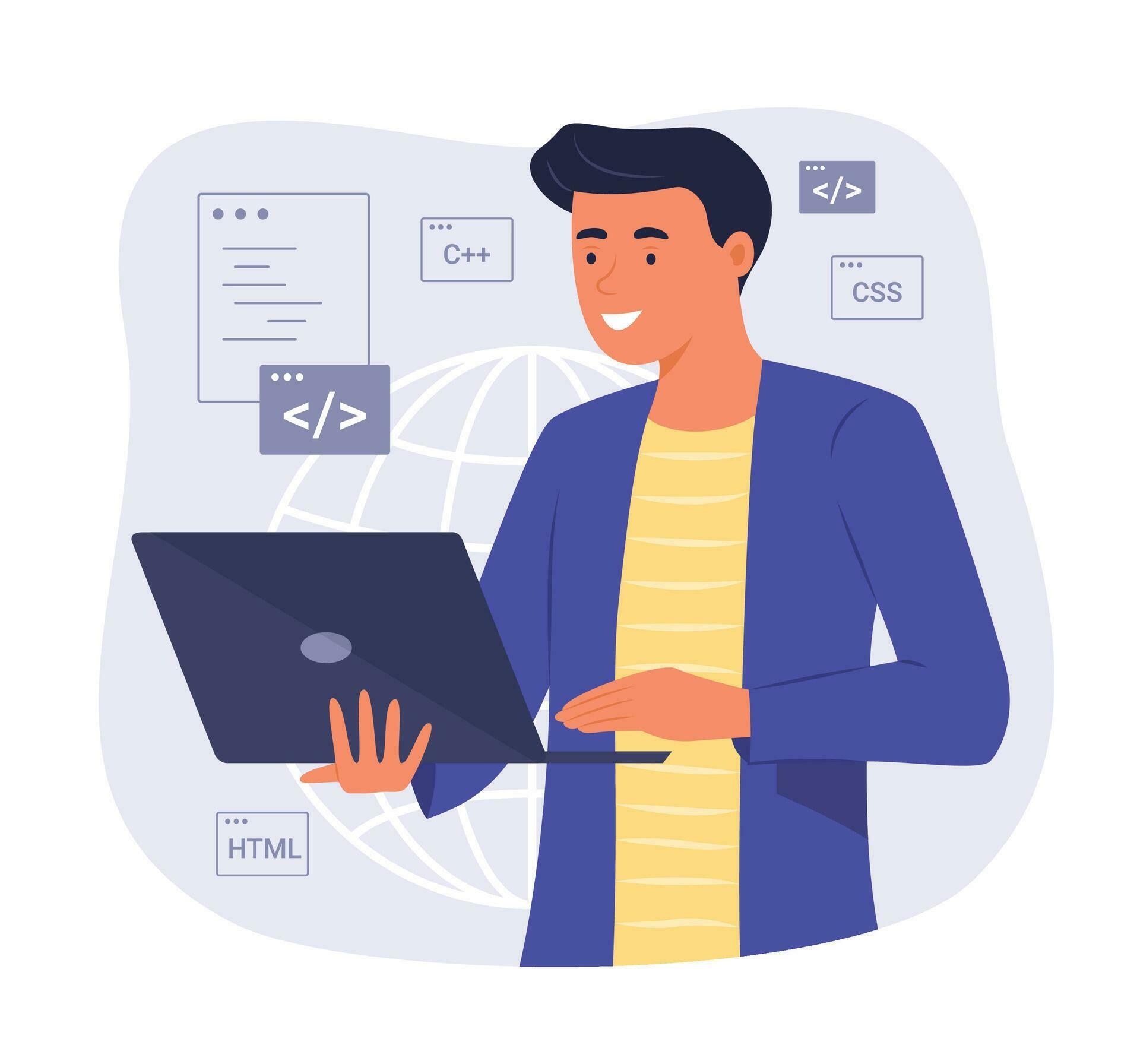 Programmer Man Process Coding for Software Development Concept Illustration 28272336 Vector Art ...