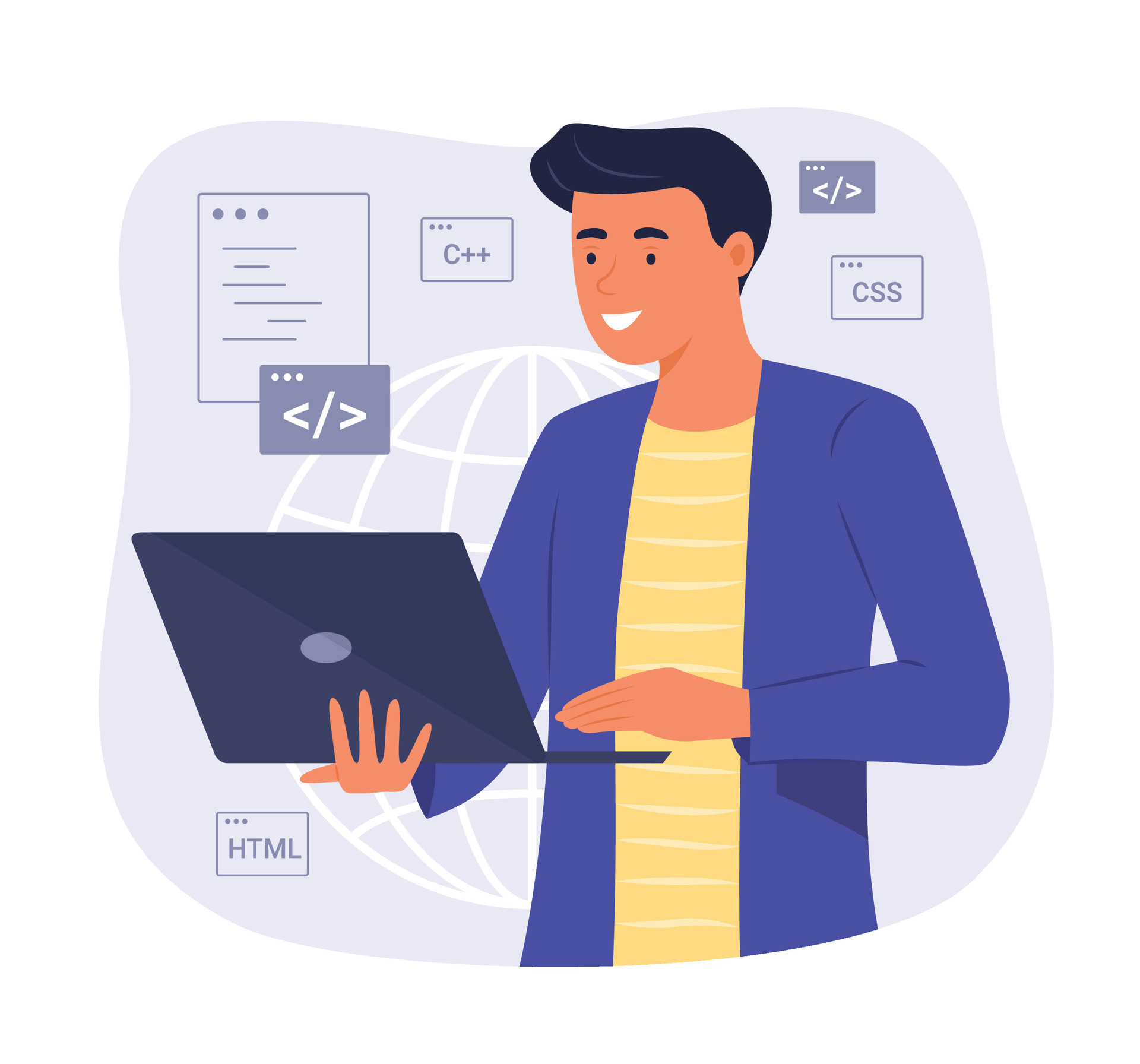 Programmer Man Process Coding For Software Development Concept