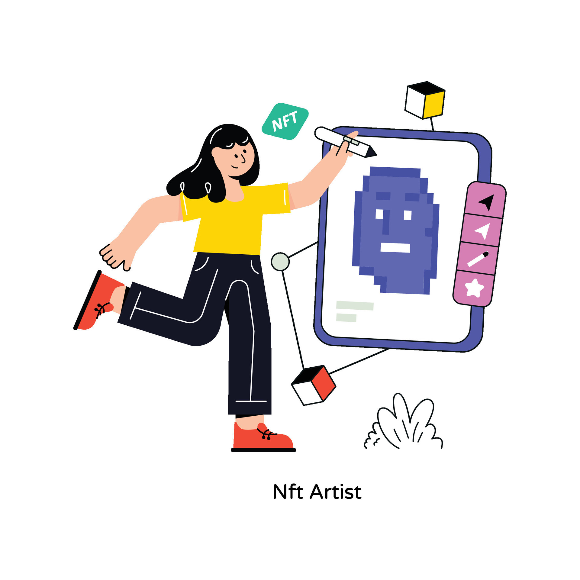 Nft Artist Flat Style Design Vector illustration. Stock illustration ... Nft Artist Flat Style Design Vector illustration. Stock illustration ...