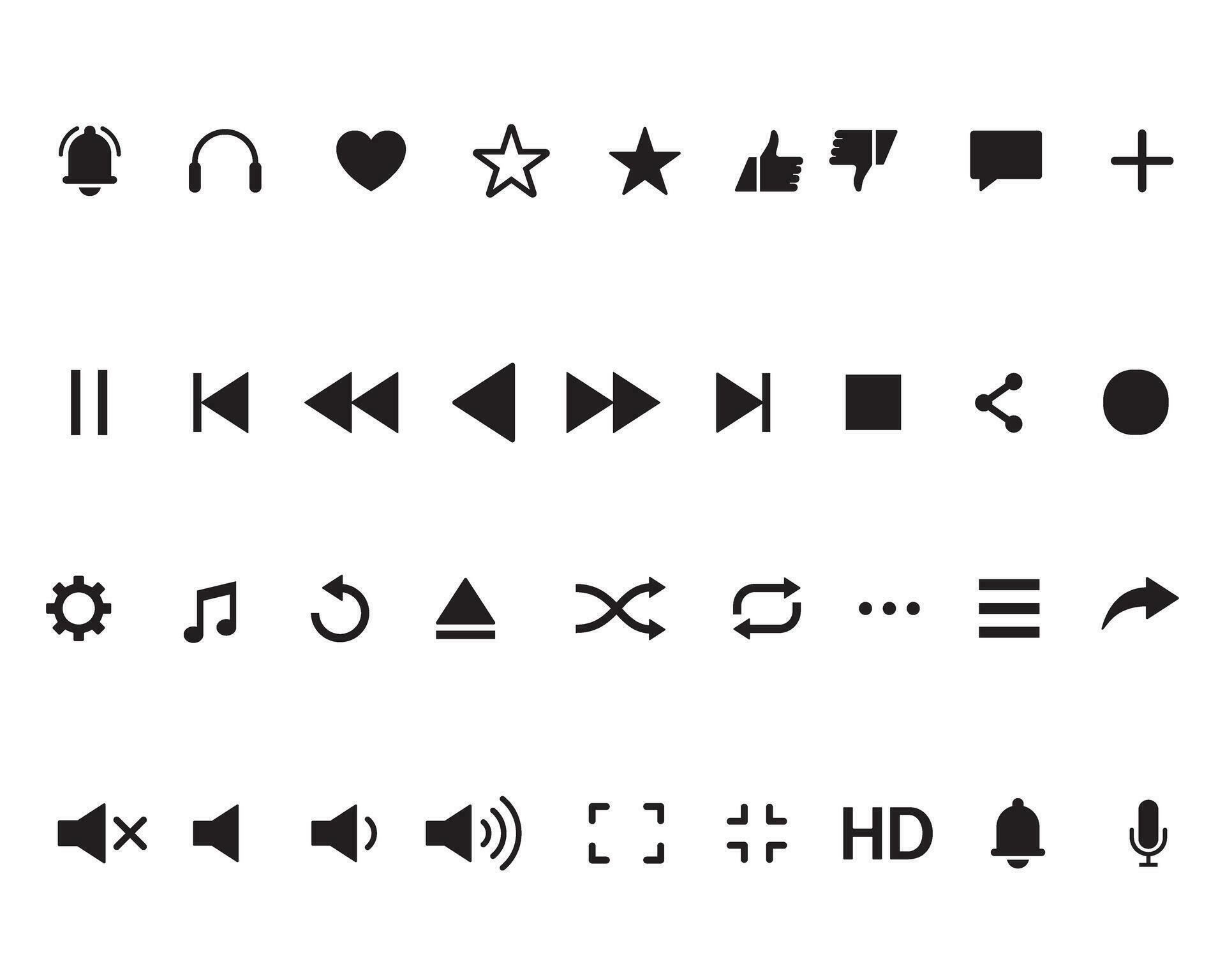 Set Of Media Player Icons Music Interface Design Media Player