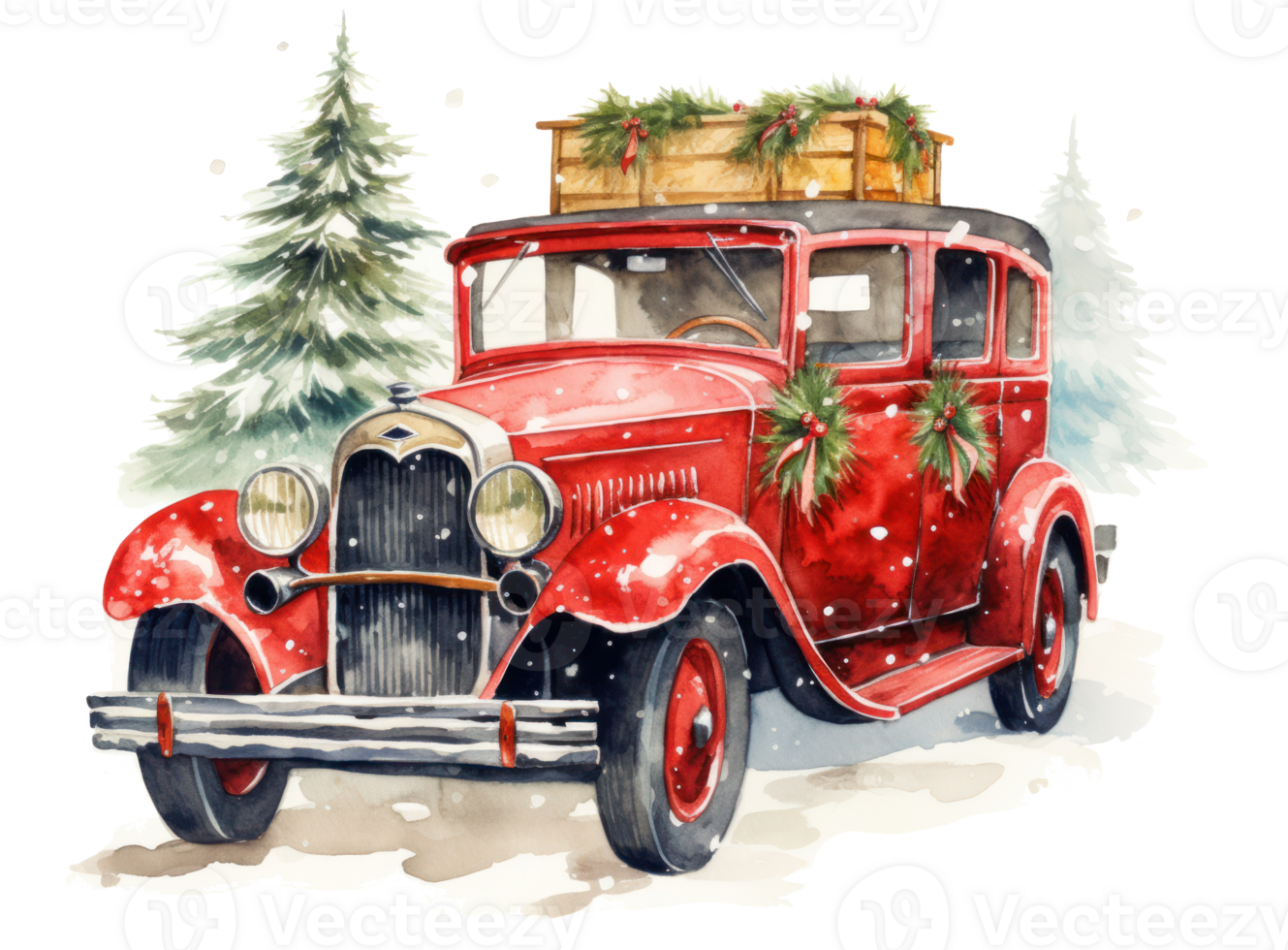 Vintage christmas car 28282981 PNG