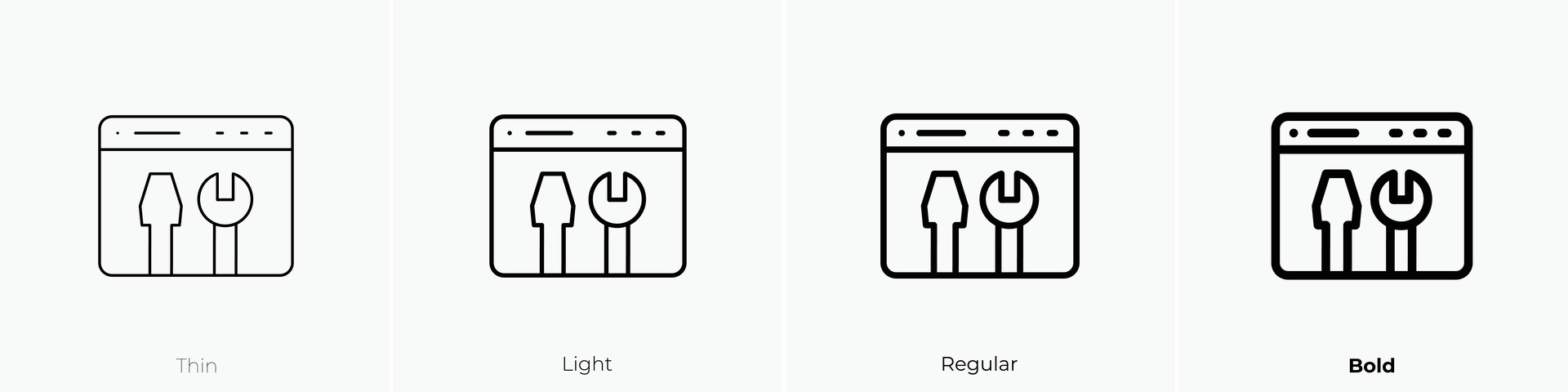 tools icon. Thin, Light, Regular And Bold style design isolated on ...