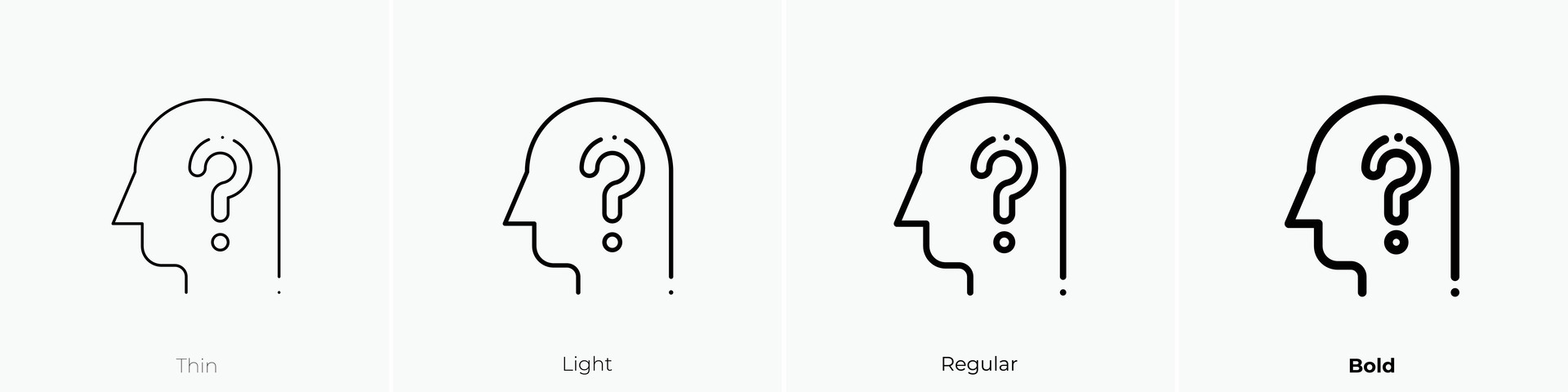 thinking icon. Thin, Light, Regular And Bold style design isolated on ...