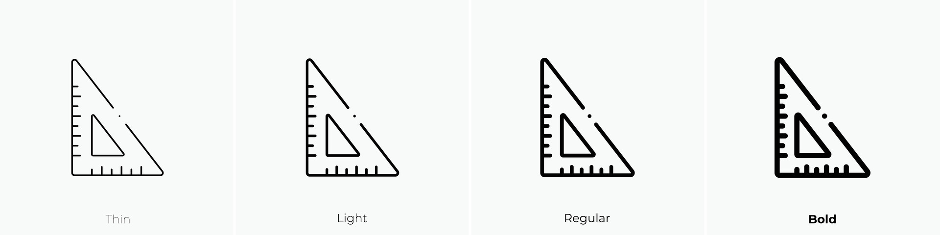 triangular ruler icon. Thin, Light, Regular And Bold style design ...