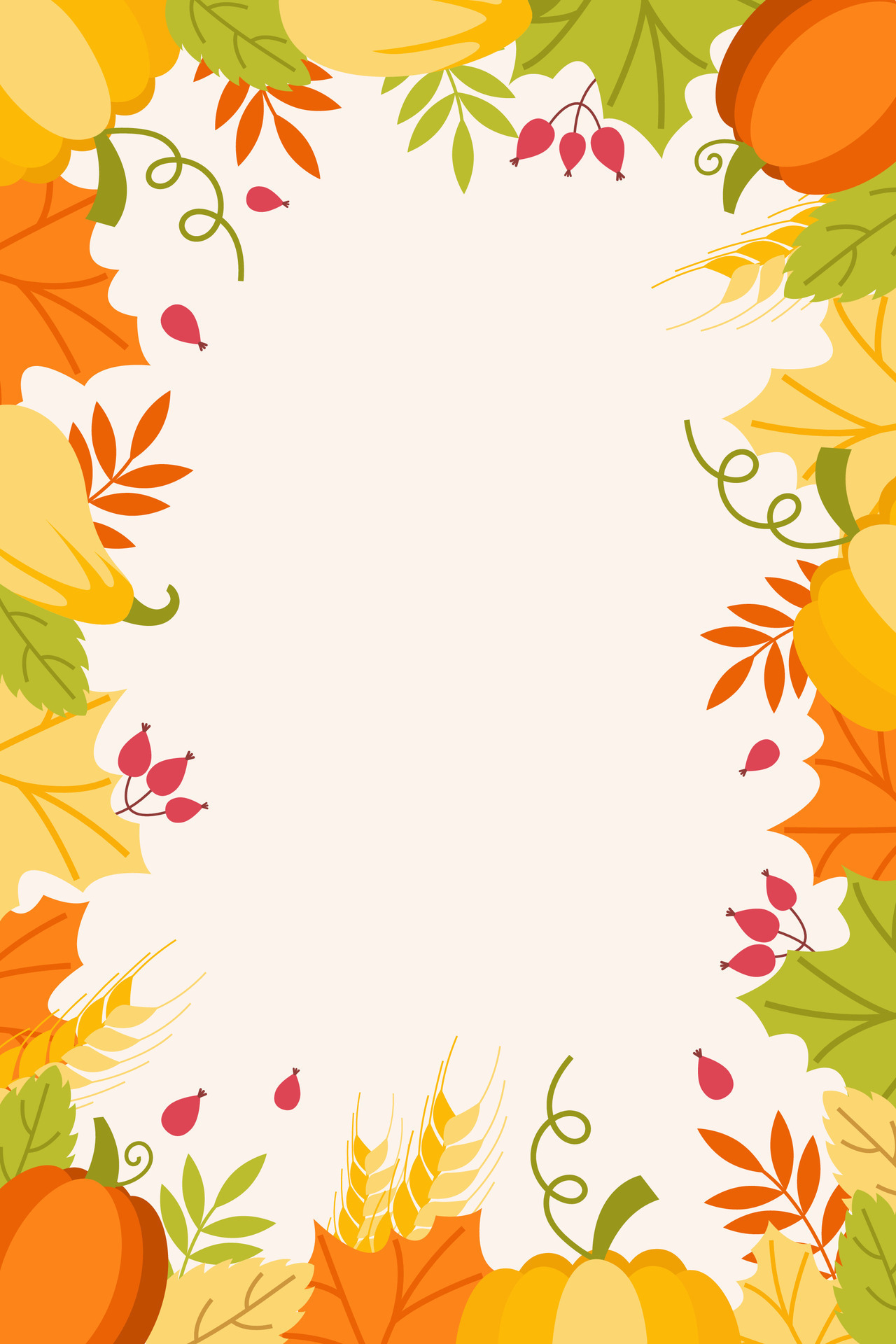 Autumn vertical frame with autumn vegetables and leaves. Flat style ... Autumn vertical frame with autumn vegetables and leaves. Flat style ...