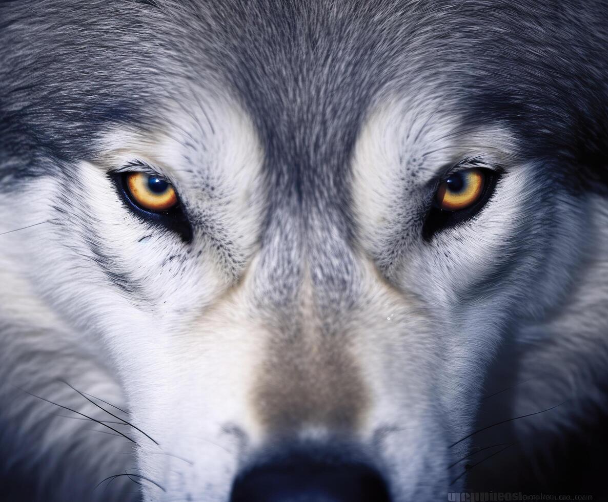 Beautiful Grey Wolf With Blue Eyes