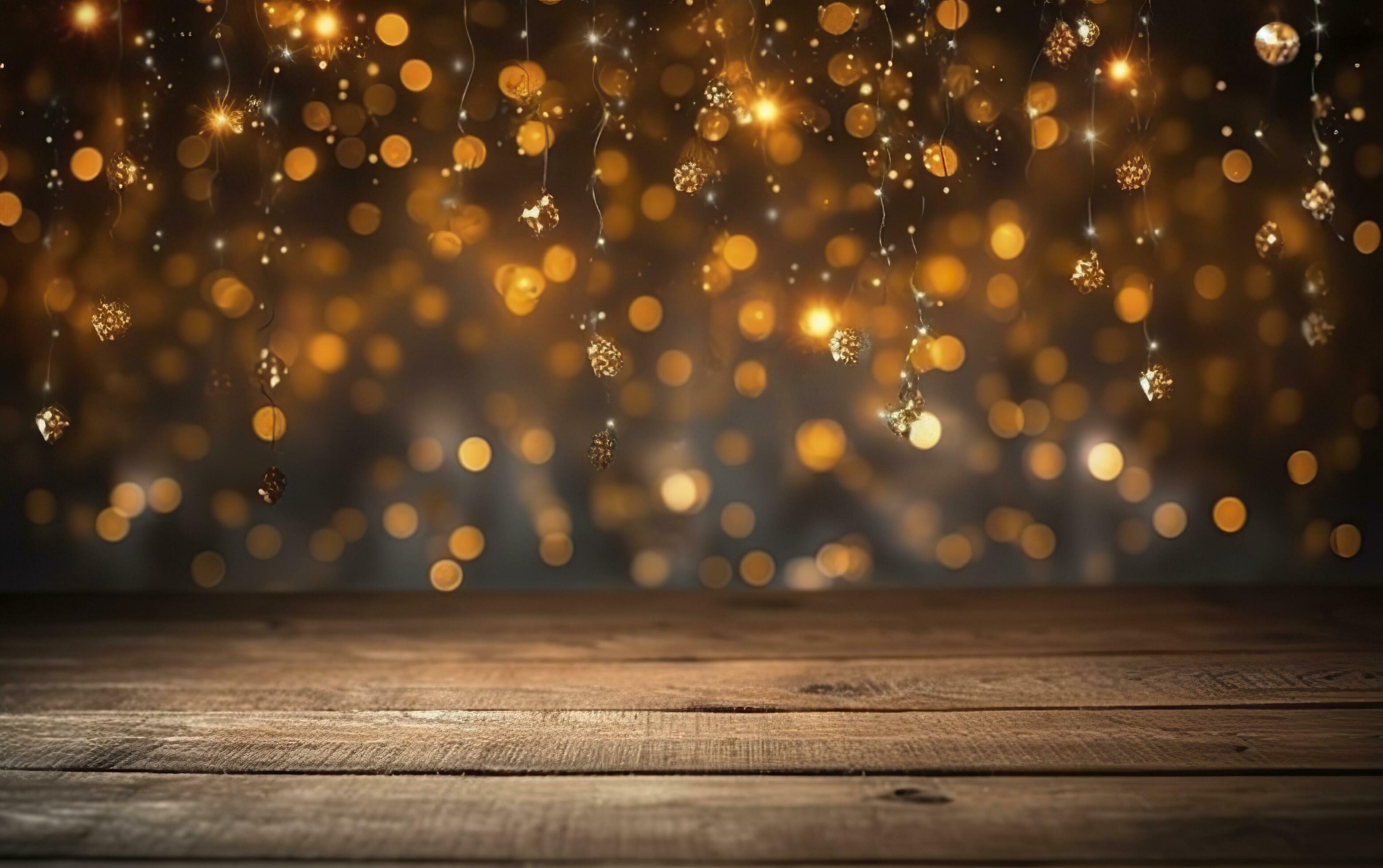 Christmas bokeh background, wooden background with bokeh, glitter stars ... Christmas bokeh background, wooden background with bokeh, glitter stars ...