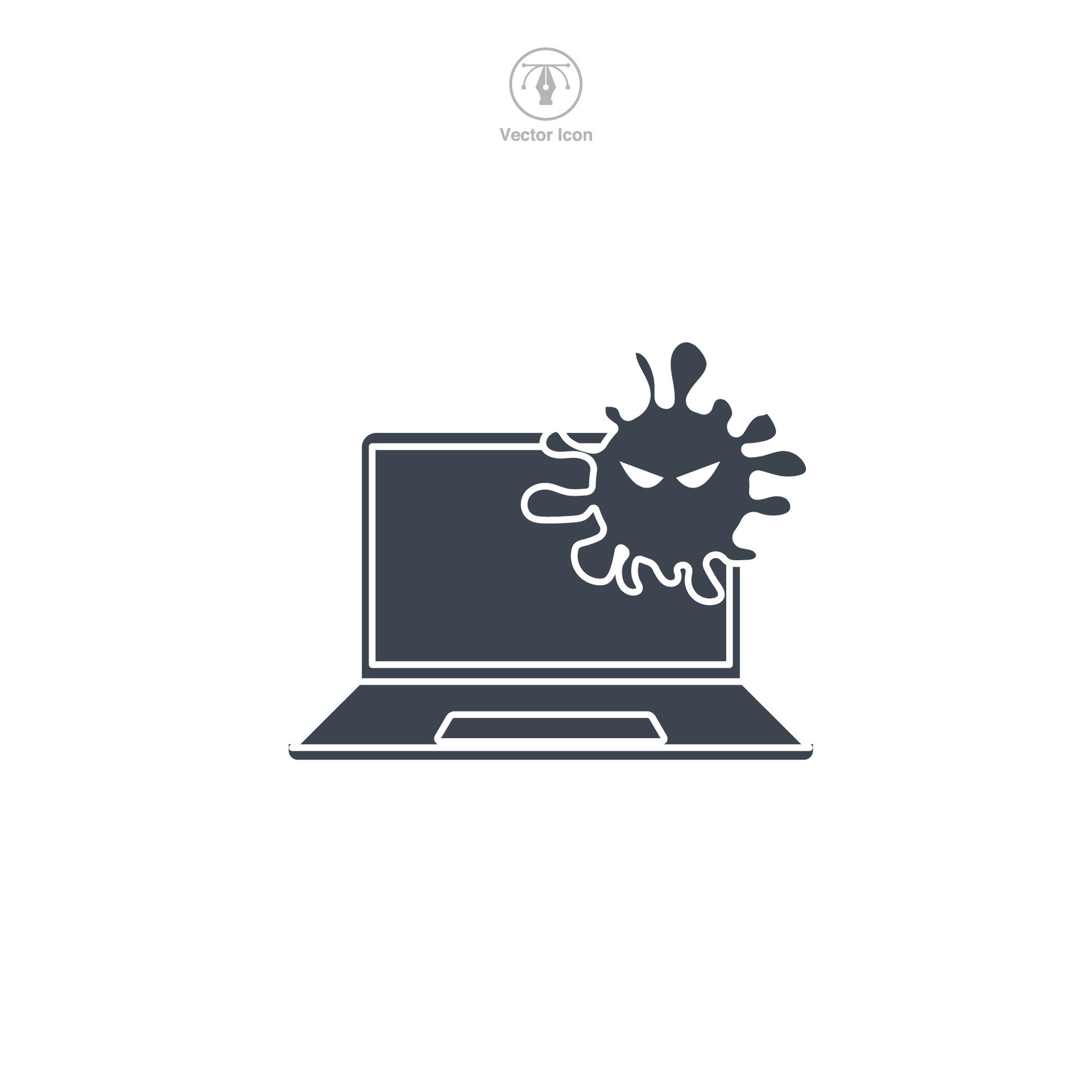 Virus Computer Icon Symbol Vector Illustration Isolated On White