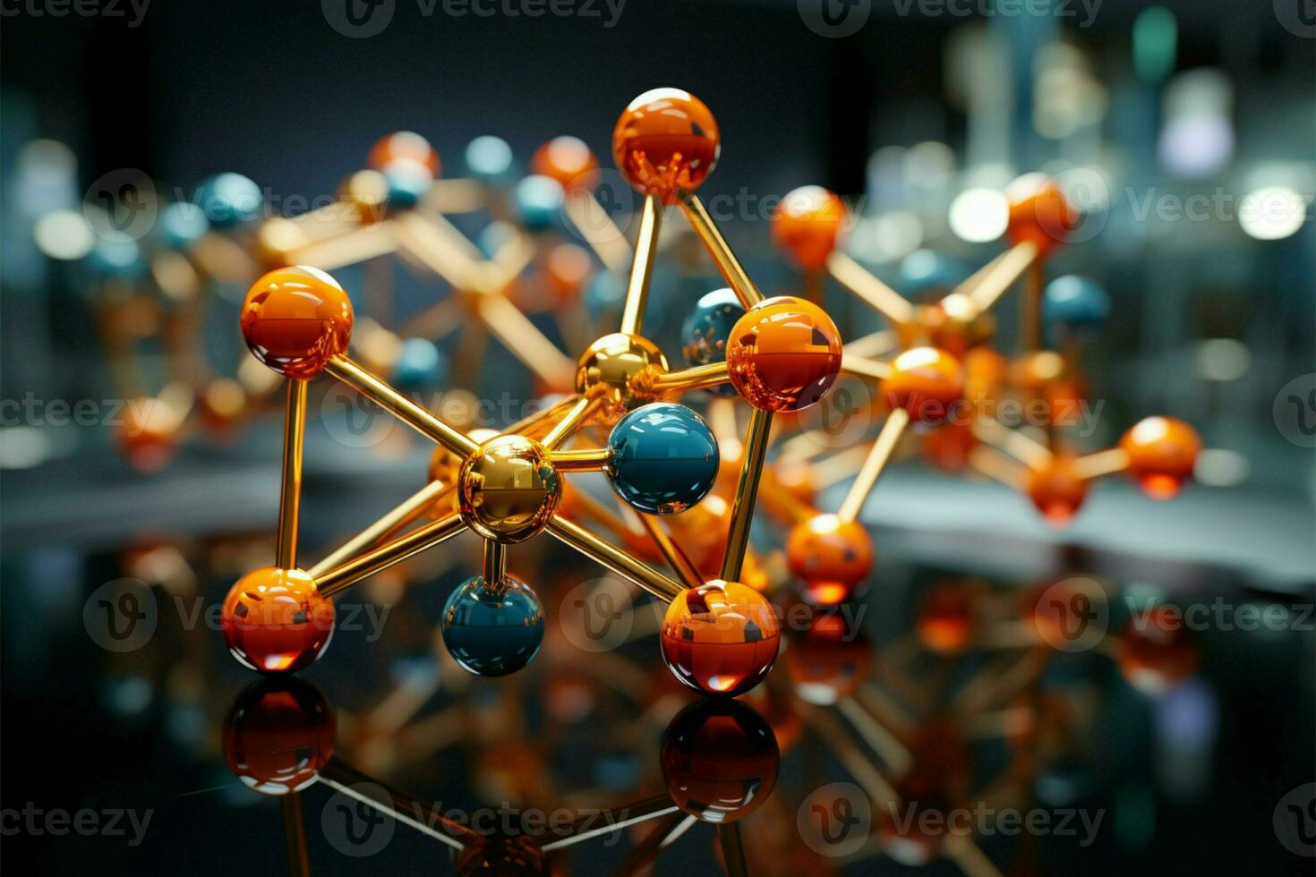 3D molecule model in a scientific setting, a captivating science background AI Generated ...
