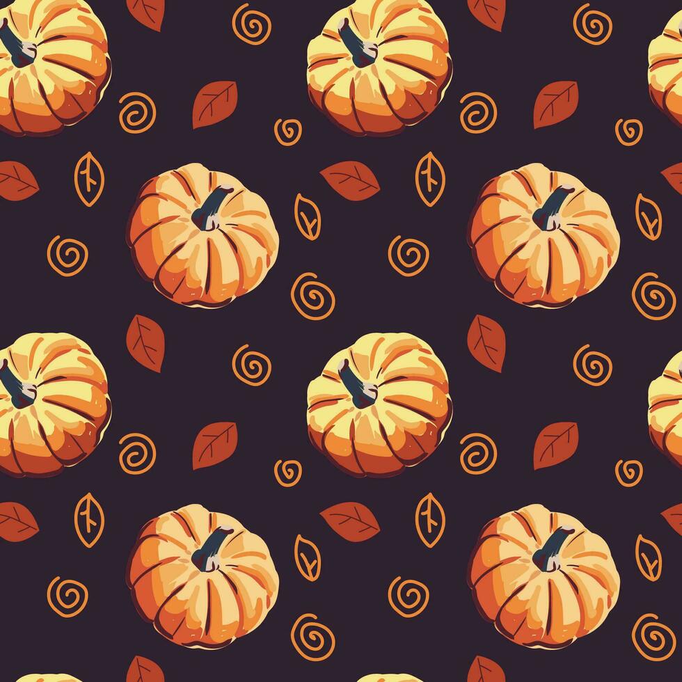 Pumpkins seamless pattern. Violet background. Cozy autumn background ...
