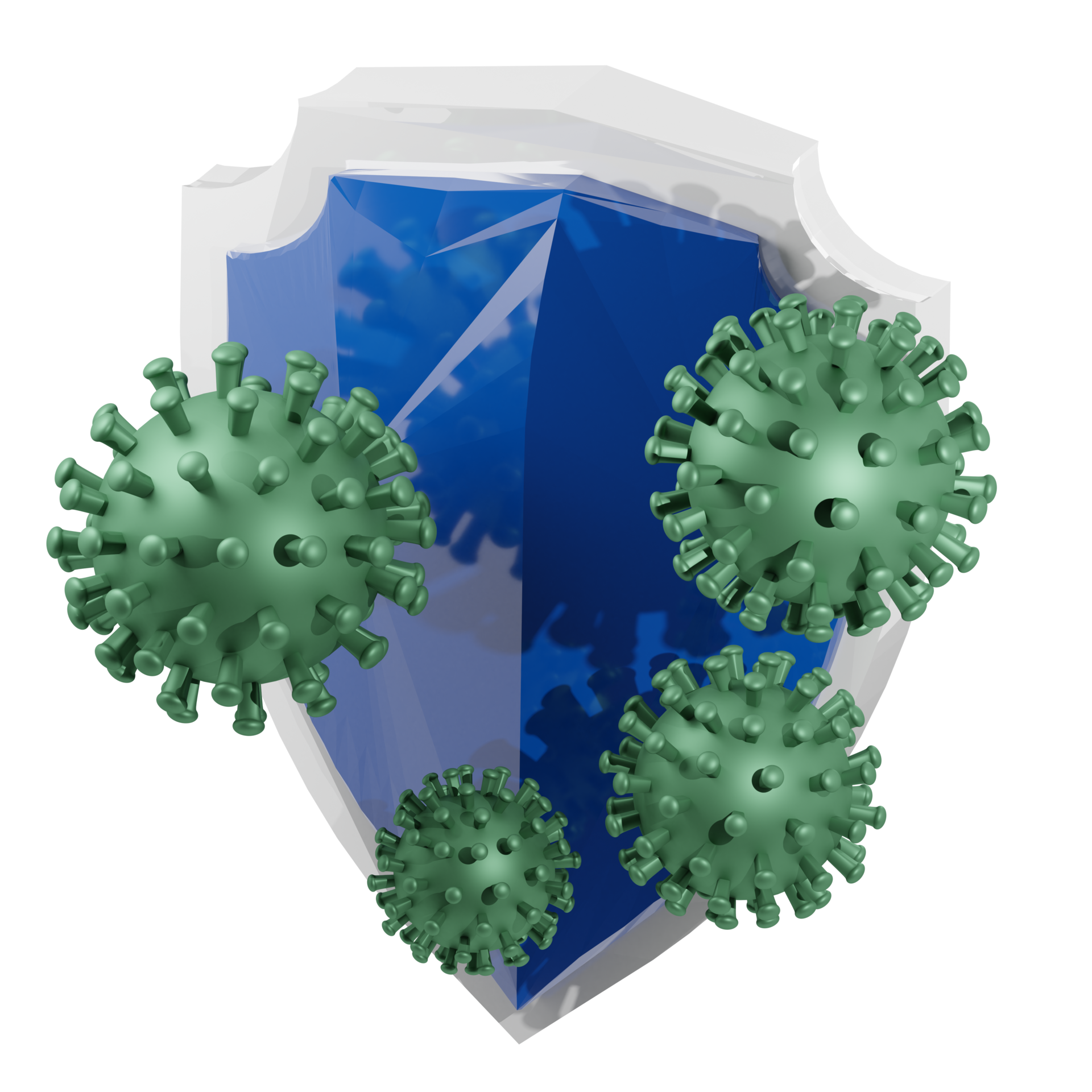 3d Rendering Of Isometric Viruses And Bacteria Attack Strong Shield Prevention Of Infection
