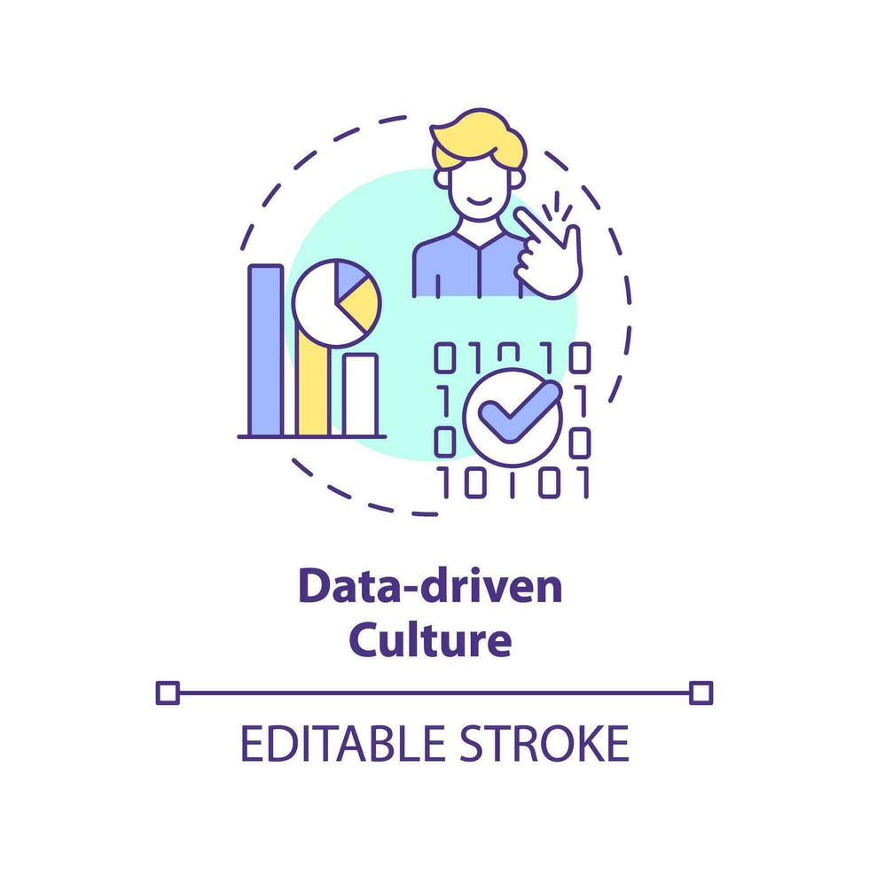 Editable Data Driven Culture Concept Thin Line Icon Isolated Vector Representing Data