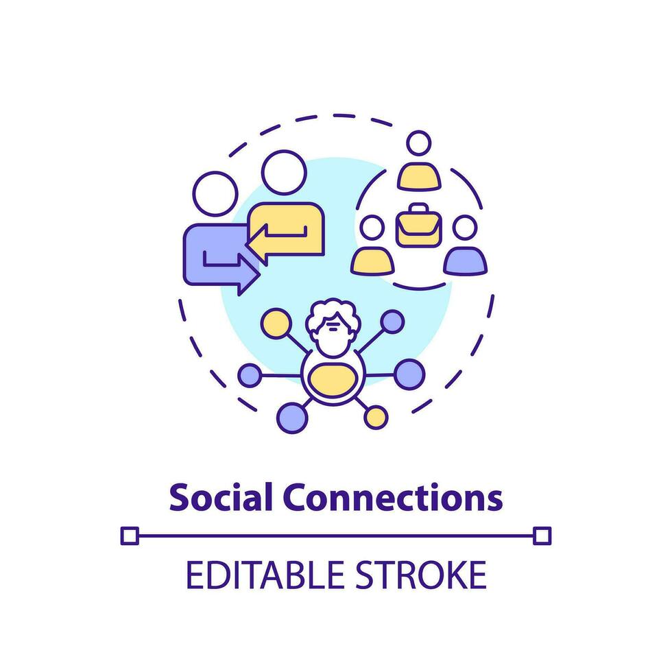 2d Editable Social Connections Thin Line Icon Concept Isolated Vector