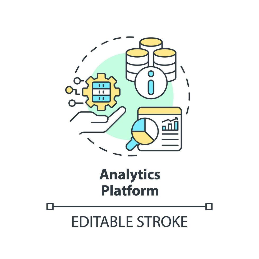 Editable Analytics Platform Concept Thin Line Icon Isolated Vector Representing Data