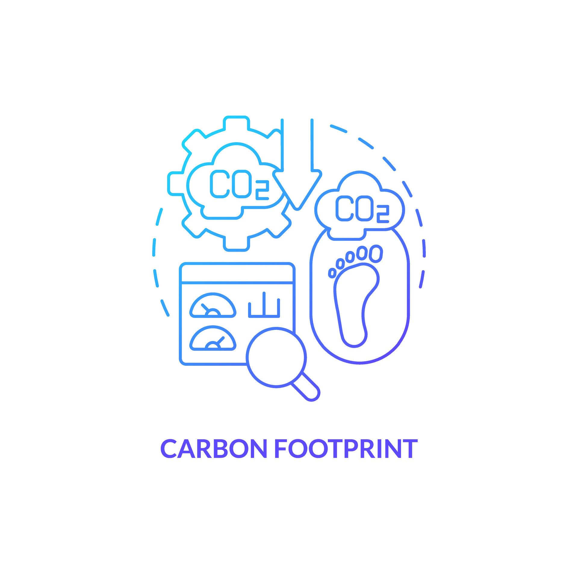 Gradient carbon footprint concept, isolated vector, thin line icon ... Gradient carbon footprint concept, isolated vector, thin line icon ...
