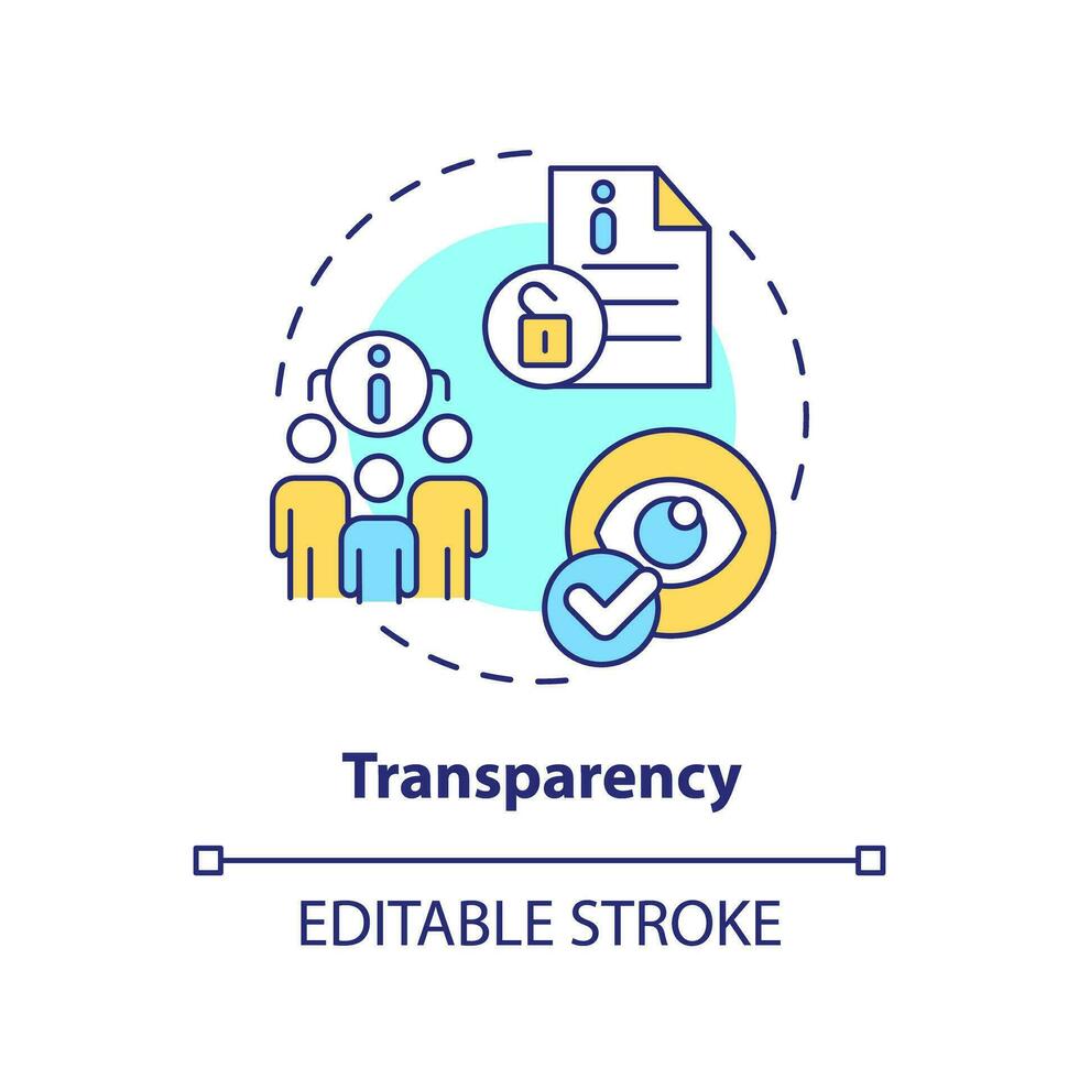 Editable Transparency Concept Thin Line Icon Isolated Vector Representing Data Democratization