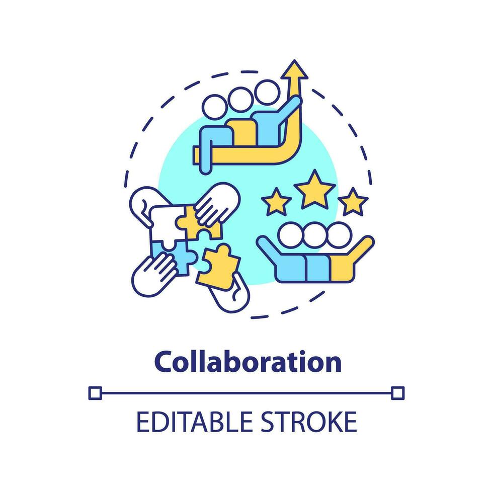 Editable Collaboration Concept Thin Line Icon Isolated Vector