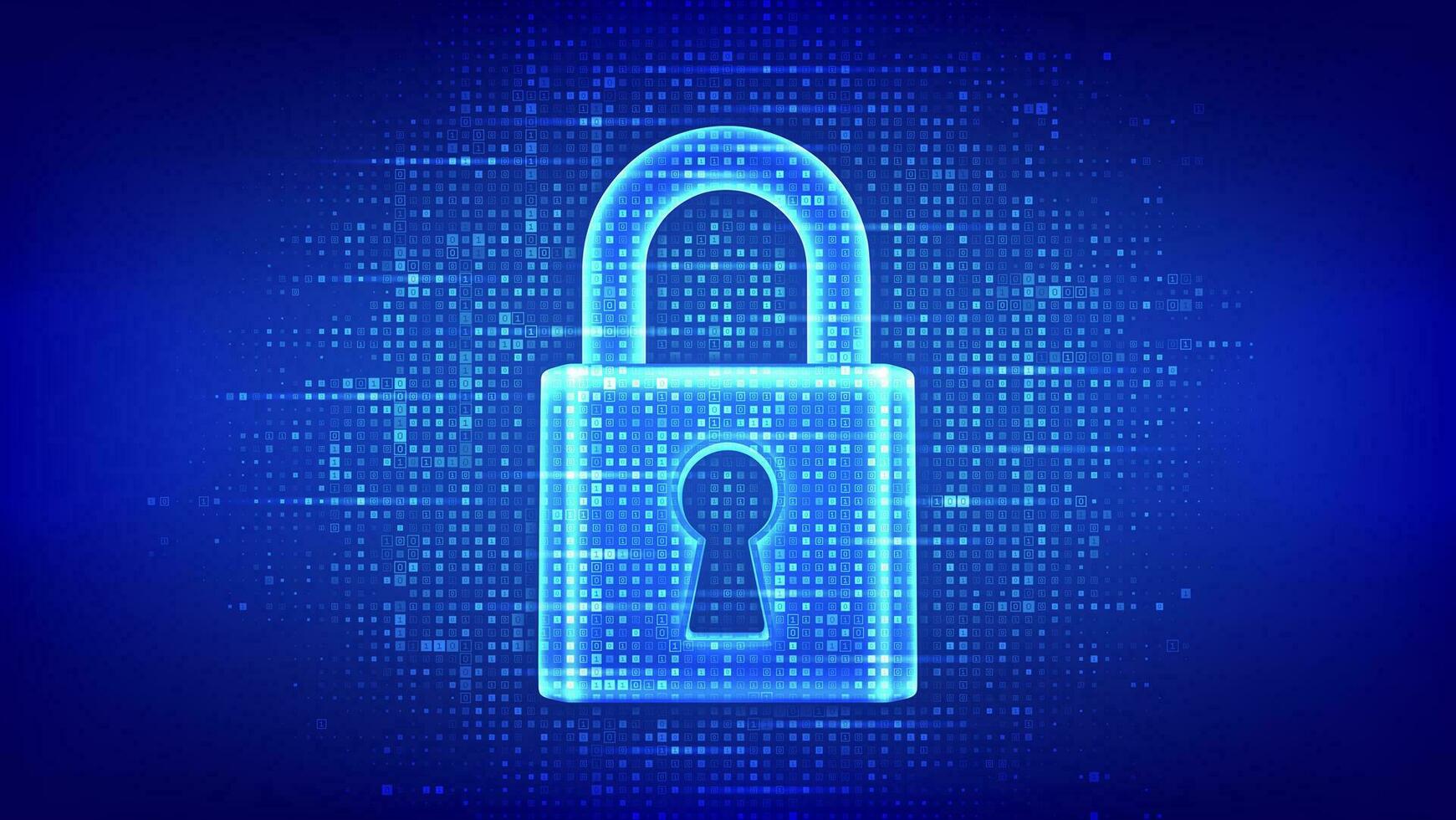 Lock Cyber Security Padlock With Keyhole Icon Made With Binary Code