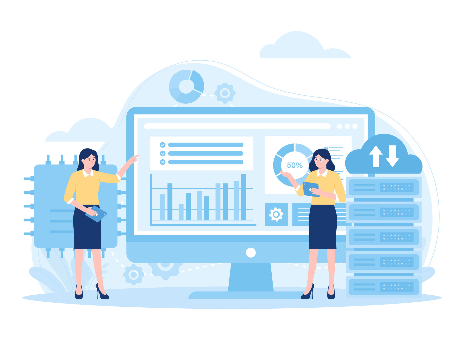 Web Hosting Online Database Storage Technology Concept Flat