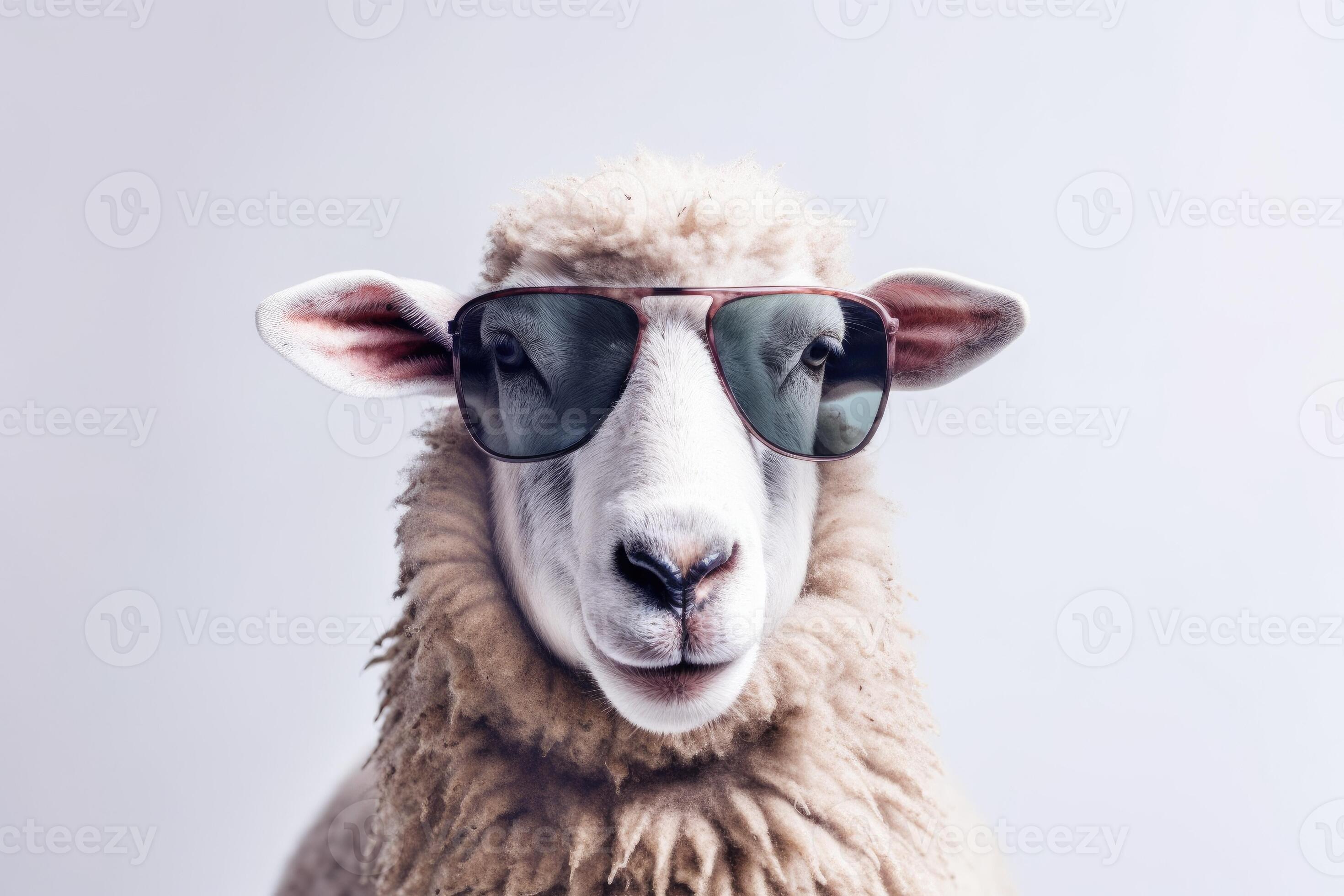 A Sheep Funny Sheep Wearing Sunglasses Isolated On White Background Generative Ai 28298425
