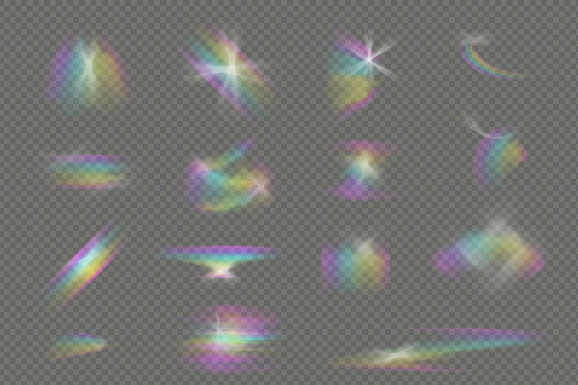 Overlay prism rainbow light effects set. illustration in realistic ...