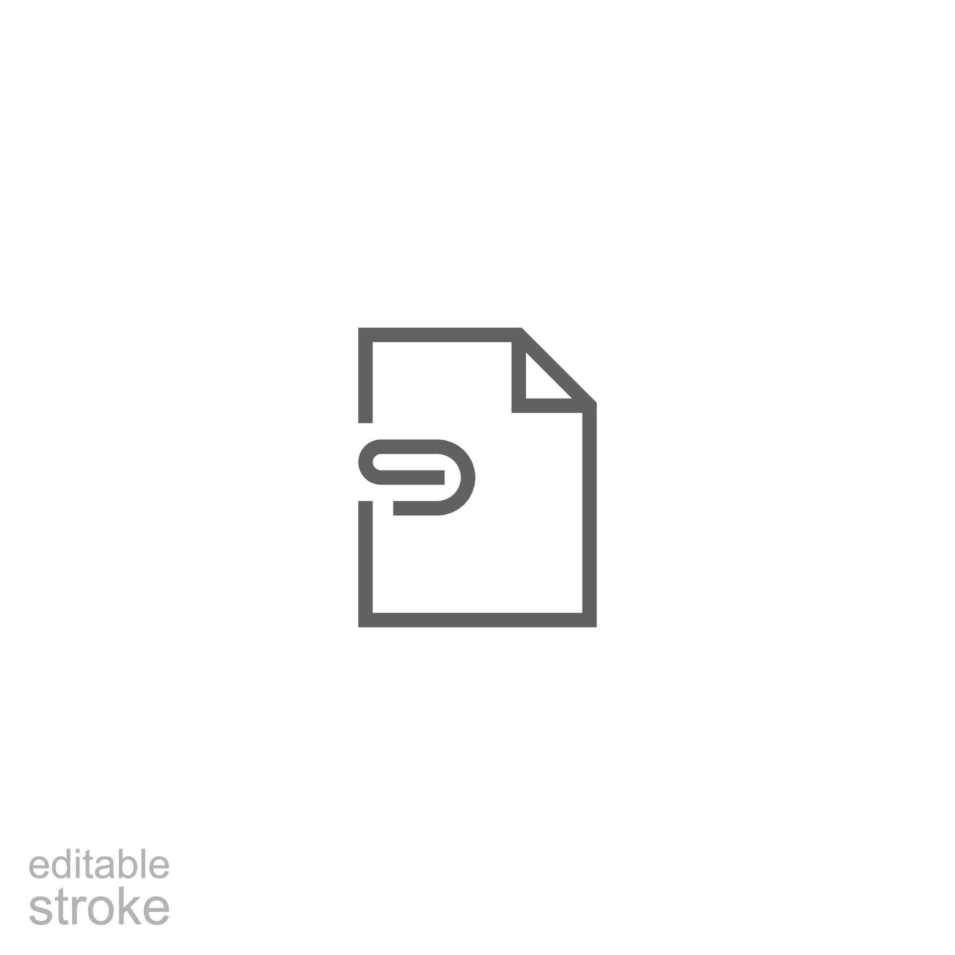 File Attachment Icon Simple Outline Style Paper Clip Attach Document