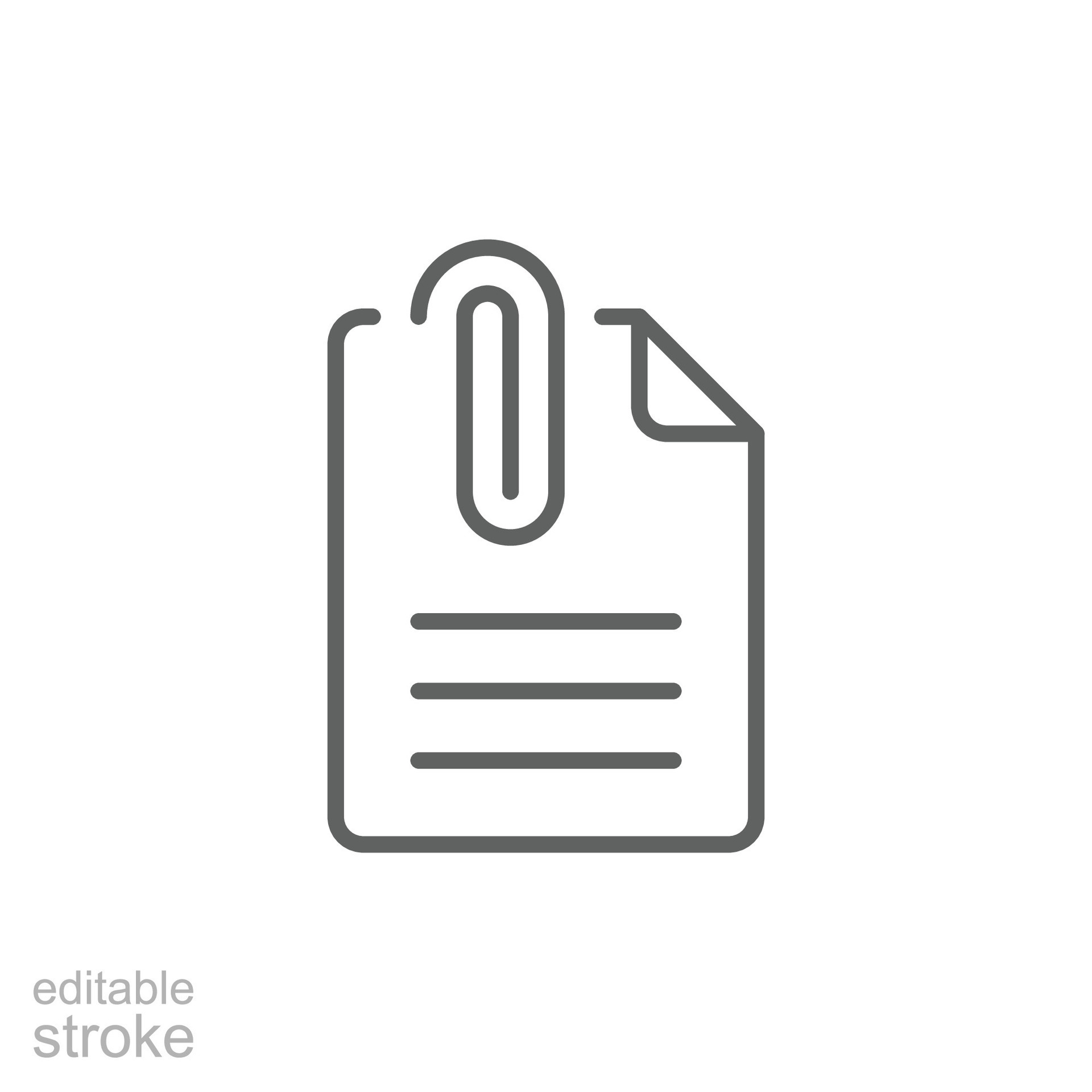 File Attachment Icon Simple Outline Style Paper Clip Attach Document Fastener Upload