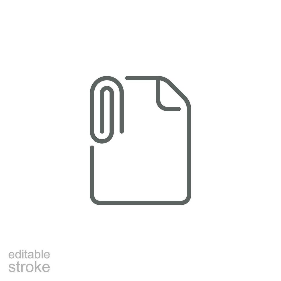 File Attachment Icon Simple Outline Style Paper Clip Attach Document