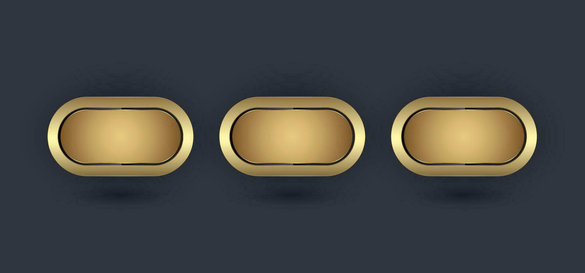 Three Premium buttons vector, illustration design with Golden, Luxury ...