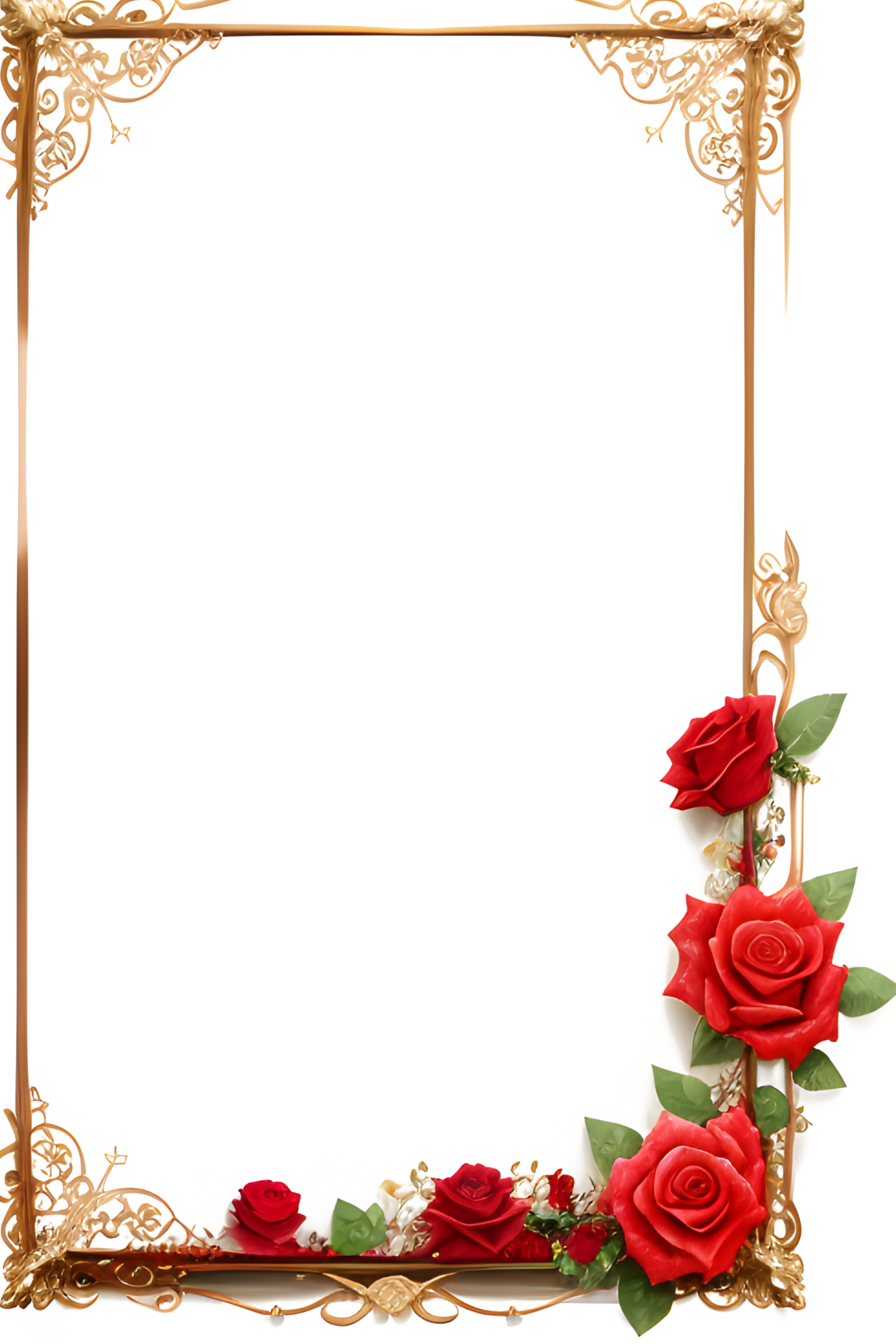 Rose Golden Border Frame PNG Image Transparent Background Ai Generative 28318891 PNG