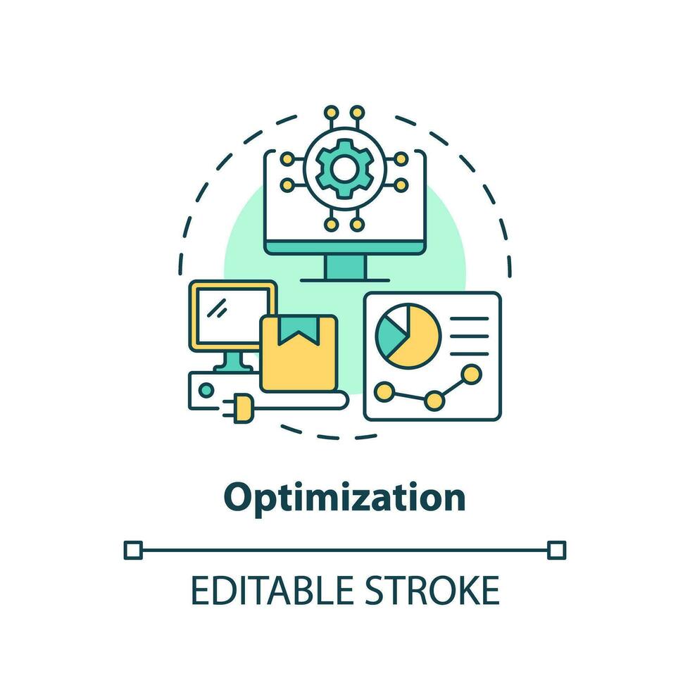 2d Editable Optimization Thin Line Icon Concept Isolated Vector