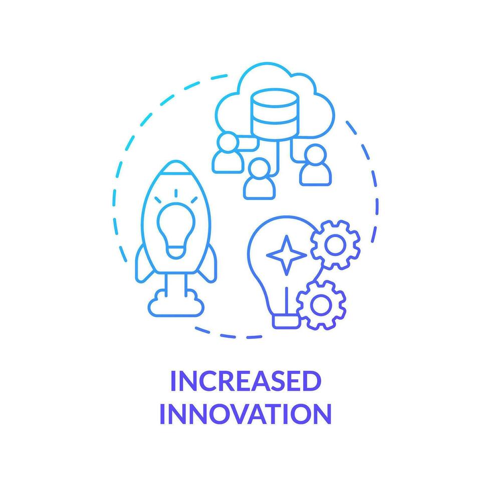 Gradient increased innovation concept thin line icon, isolated vector representing data ...