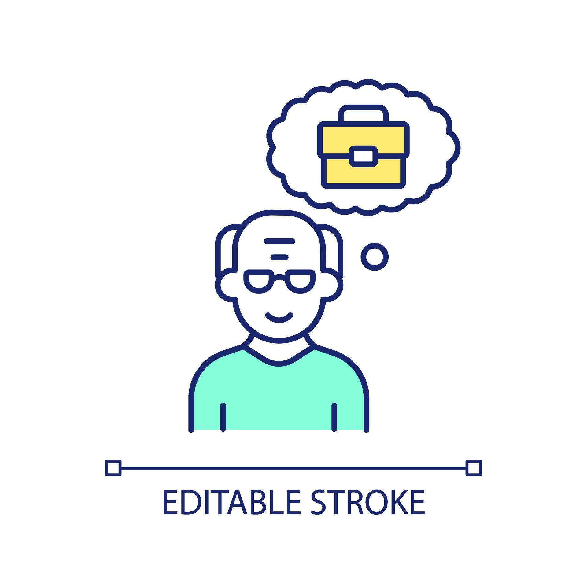 Editable bored without work icon representing unretirement, isolated ...