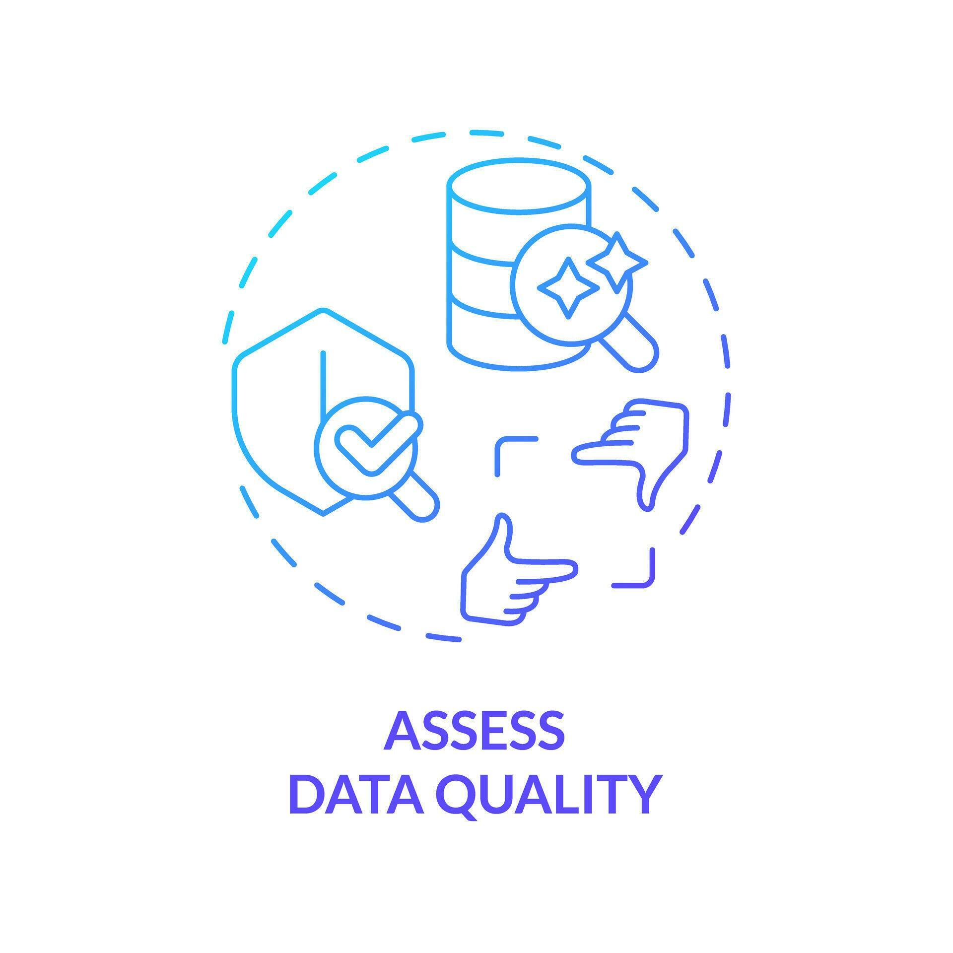 Gradient Assess Data Quality Concept Thin Line Icon Isolated Vector