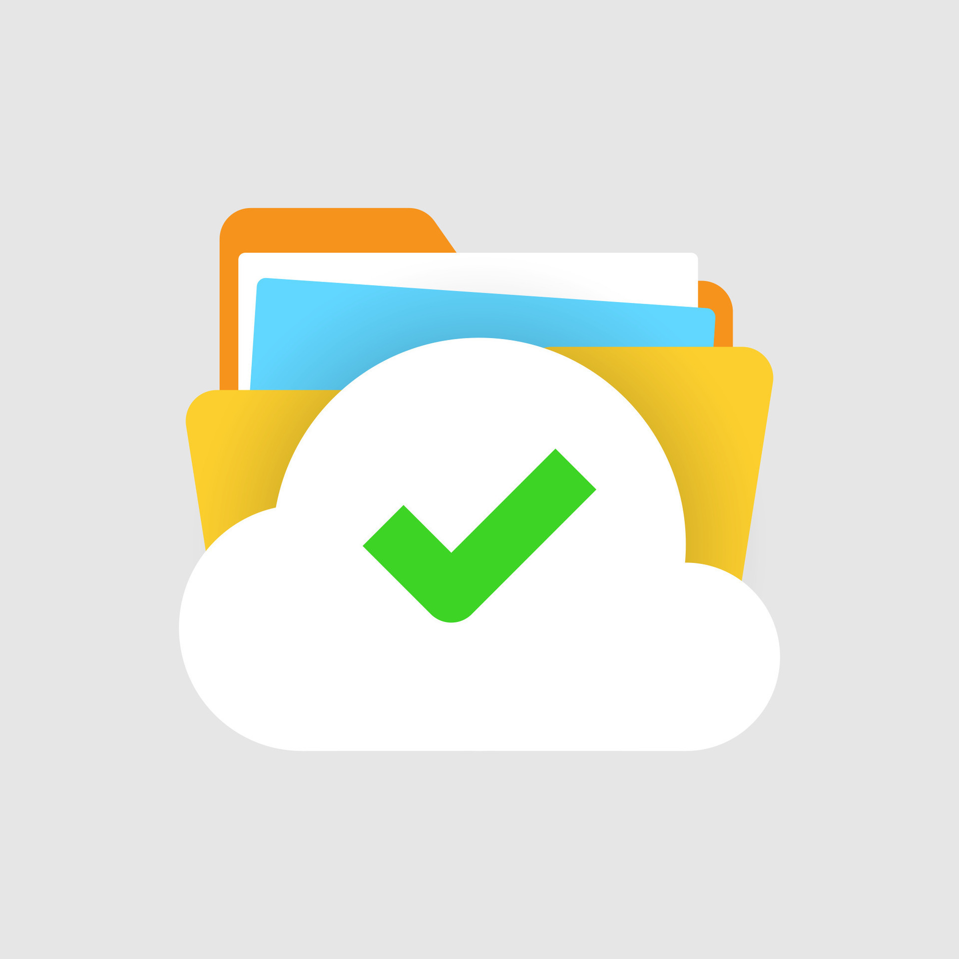 success upload data, document, file to cloud storage folder concept ...