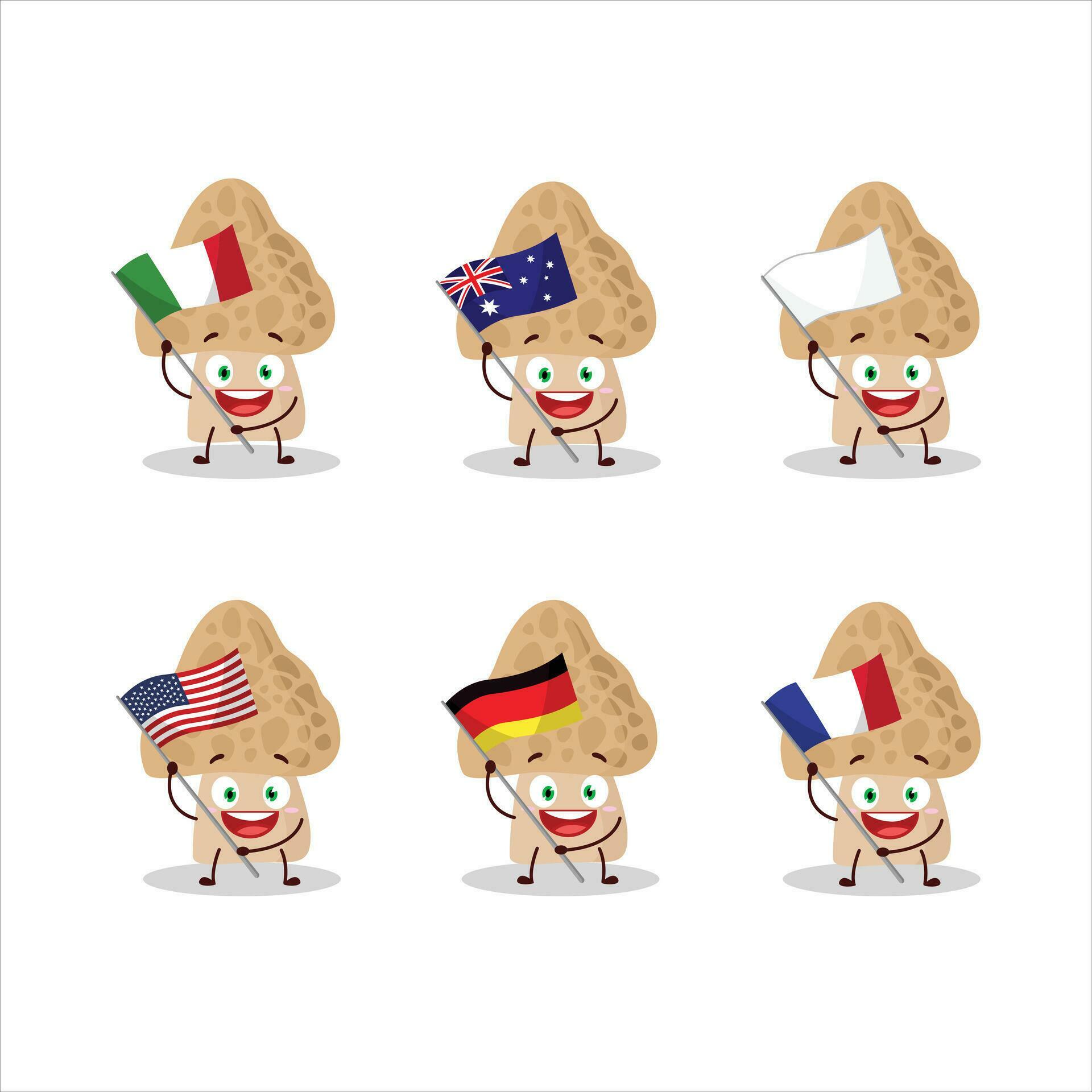 Morel Cartoon Character Bring The Flags Of Various Countries 28339861