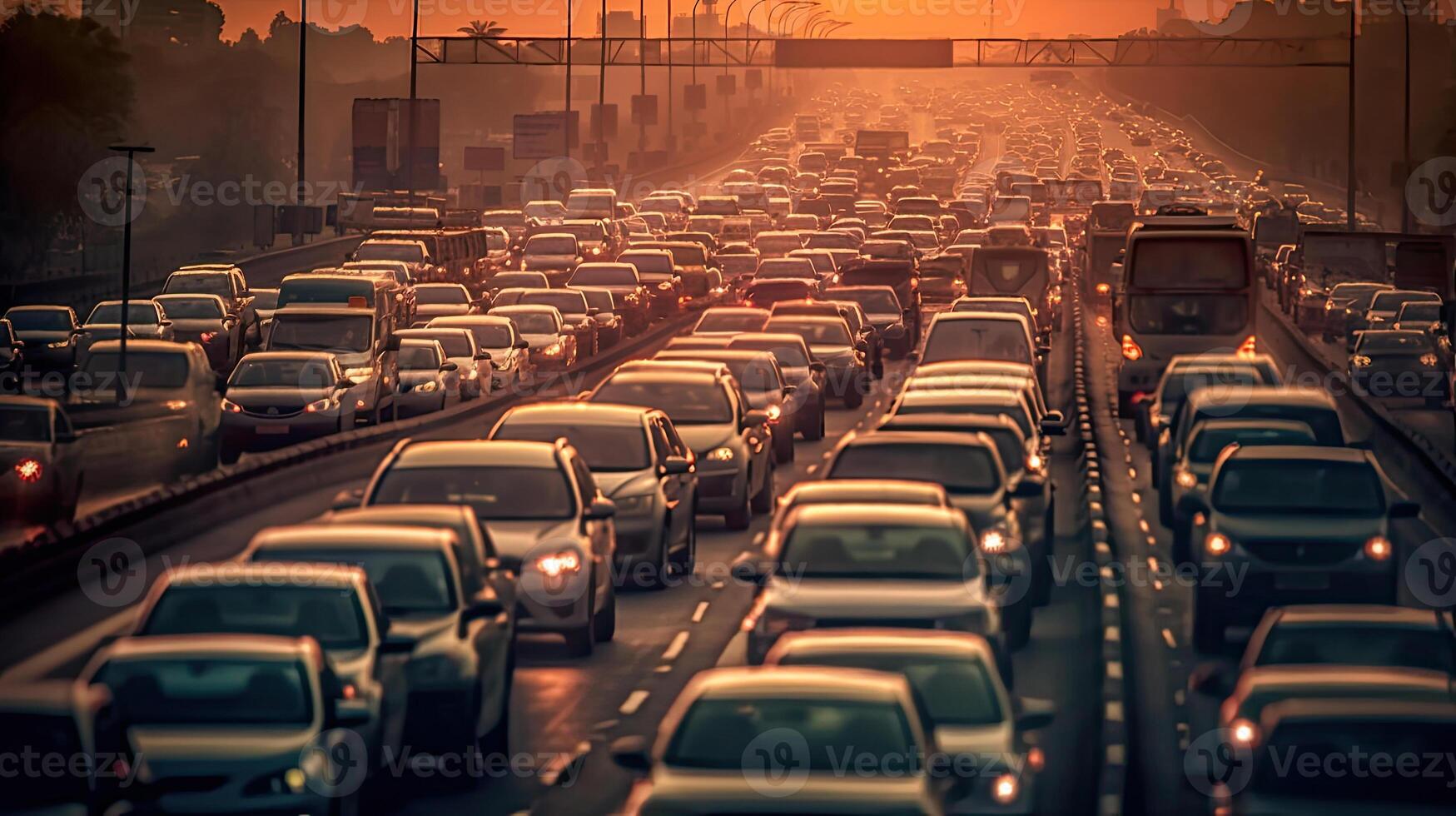 Lots of traffic jams during rush hour. Generative Ai 28346809 Stock ...