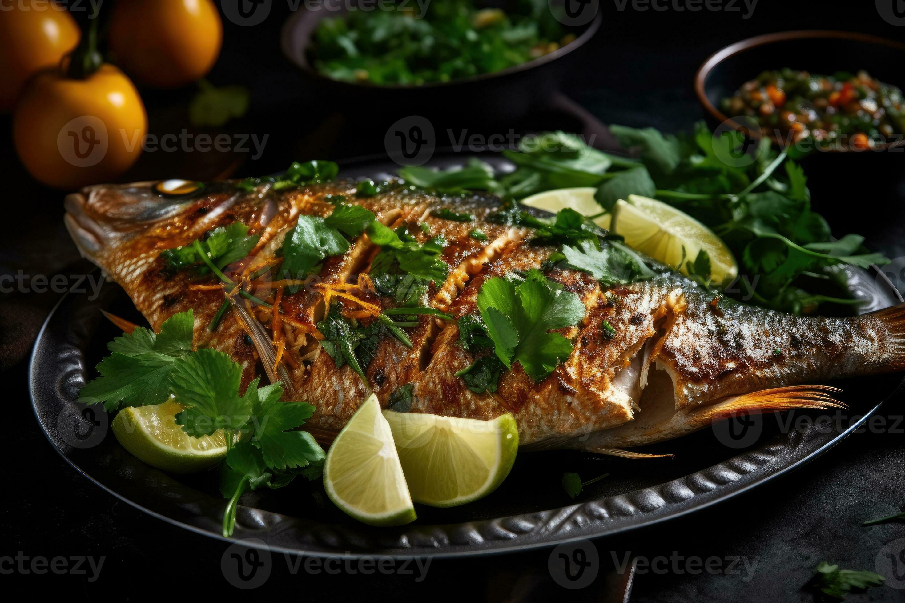 Whole fish with a grilled skin Arab food Generative AI 28346915 Stock ...
