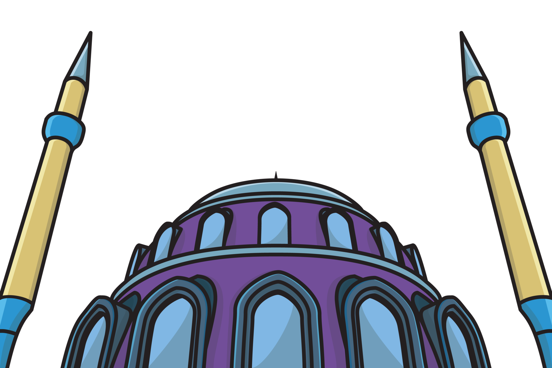 Traditional Colorful Elegant Islamic Mosque Building Illustration Muslim Building Icon Concept