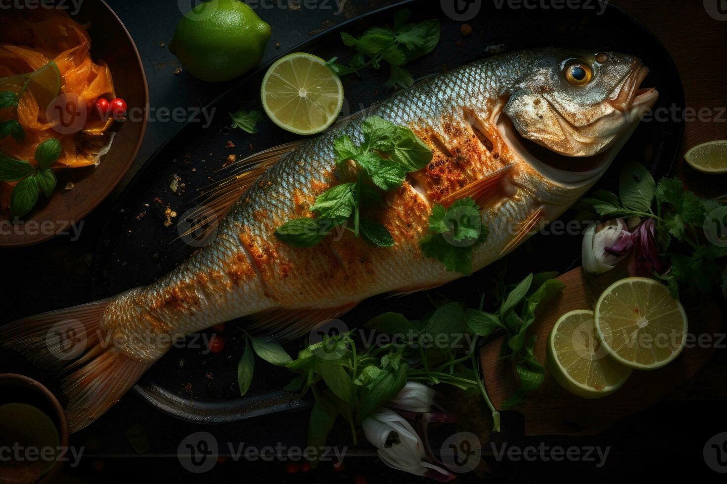 Whole fish with a grilled skin Arab food Generative AI 28347280 Stock ...