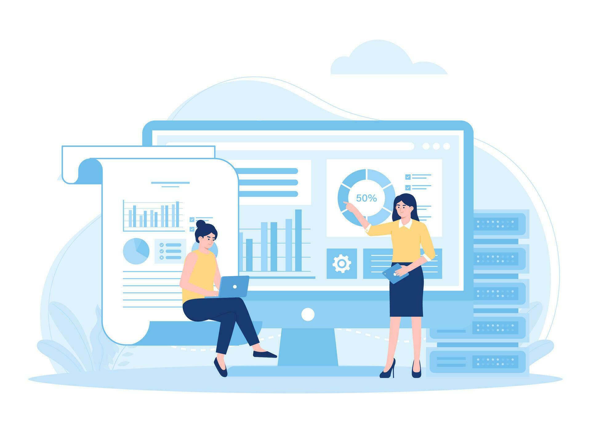 Web Hosting Online Database Storage Technology Concept Flat