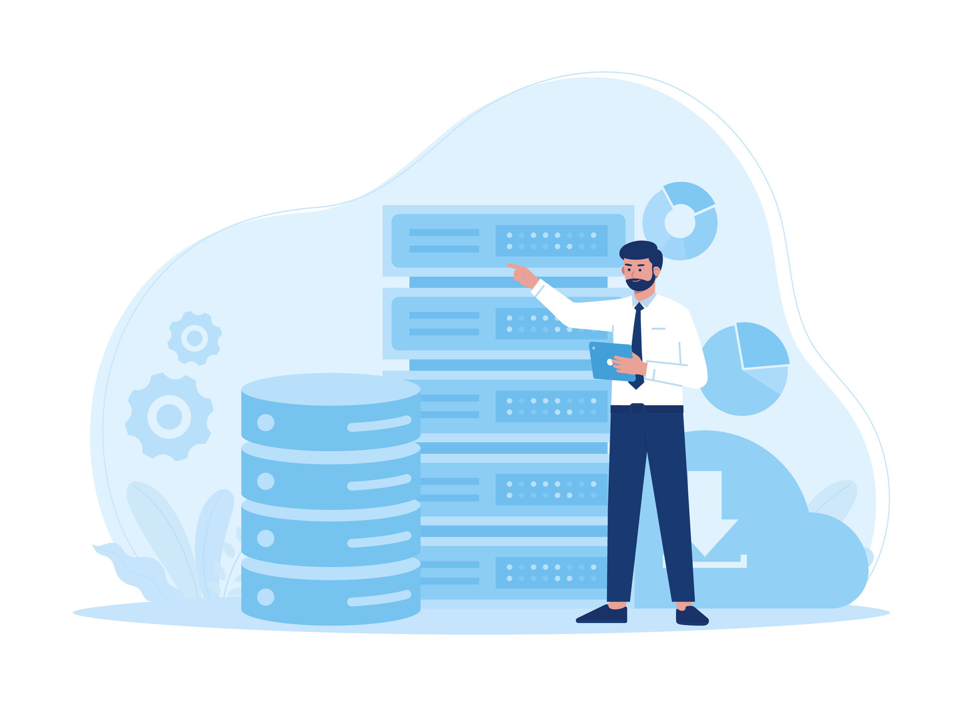 Web Hosting Online Database Storage Technology Concept Flat