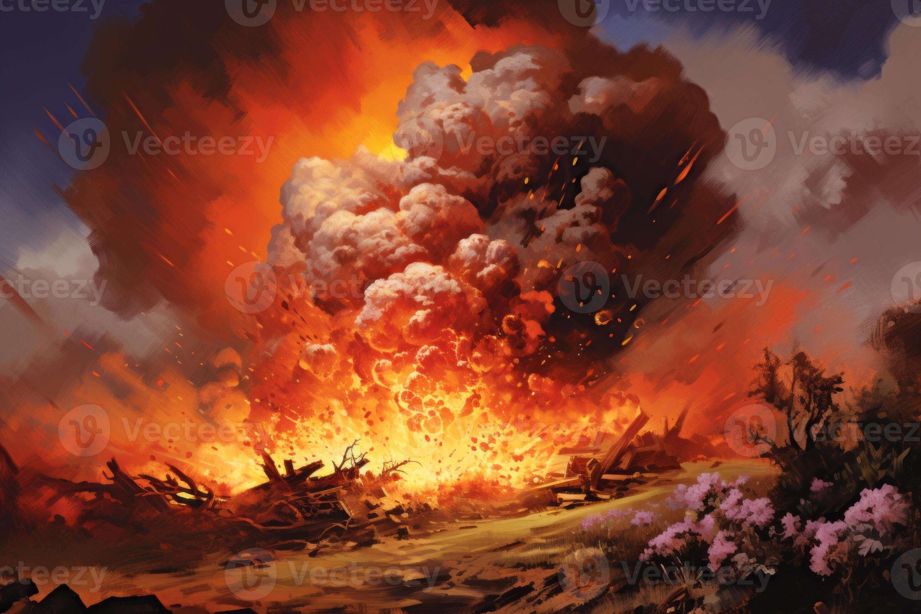 a painting of an explosion in the sky generative AI 28359001 Stock ...