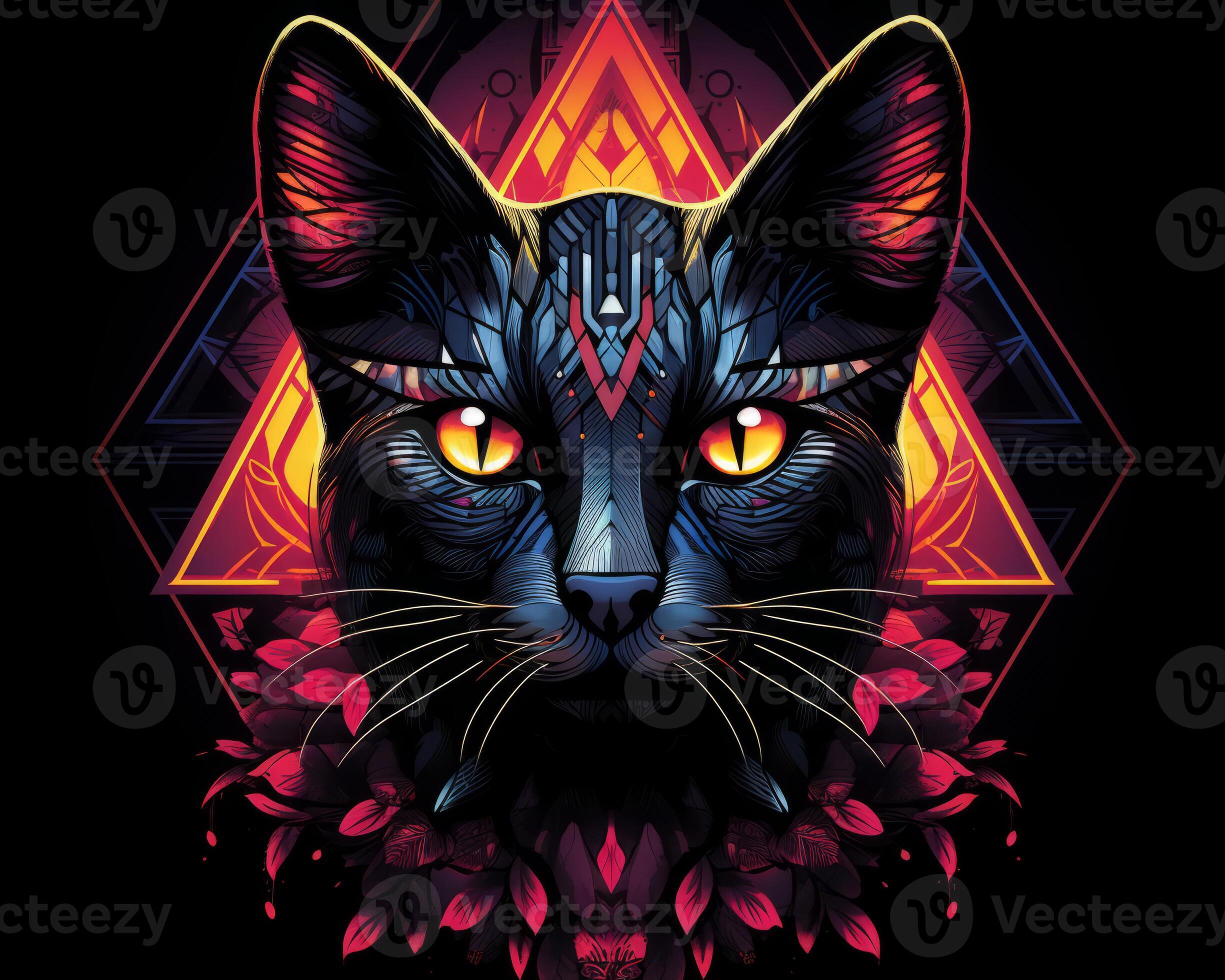 an illustration of a black cat with red eyes generative AI 28361242 ...
