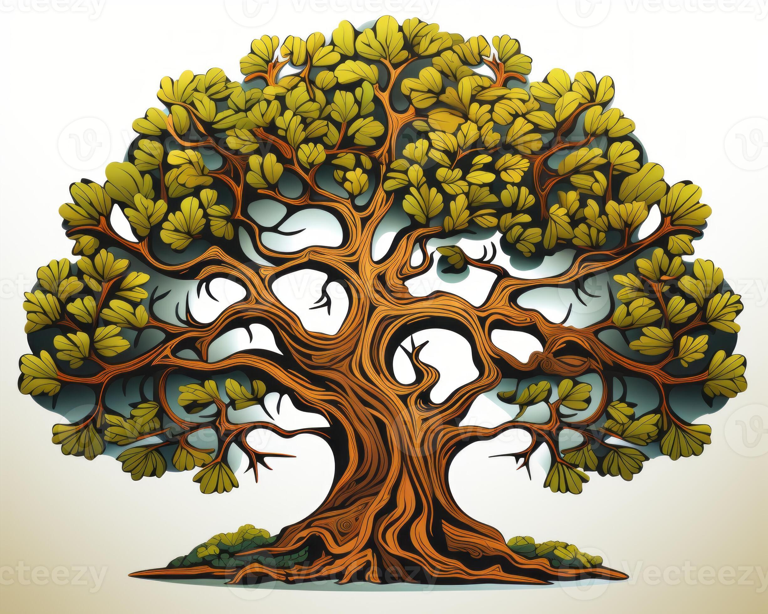 an illustration of an old tree with many branches generative AI 28361853 Stock Photo at Vecteezy